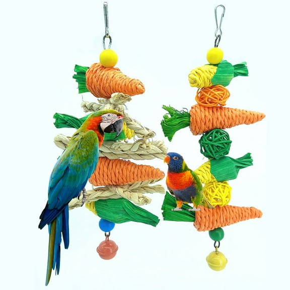 SDFGTstore Bird Swing Toys Parrot Perch with Bell Natural Wood Stand ...