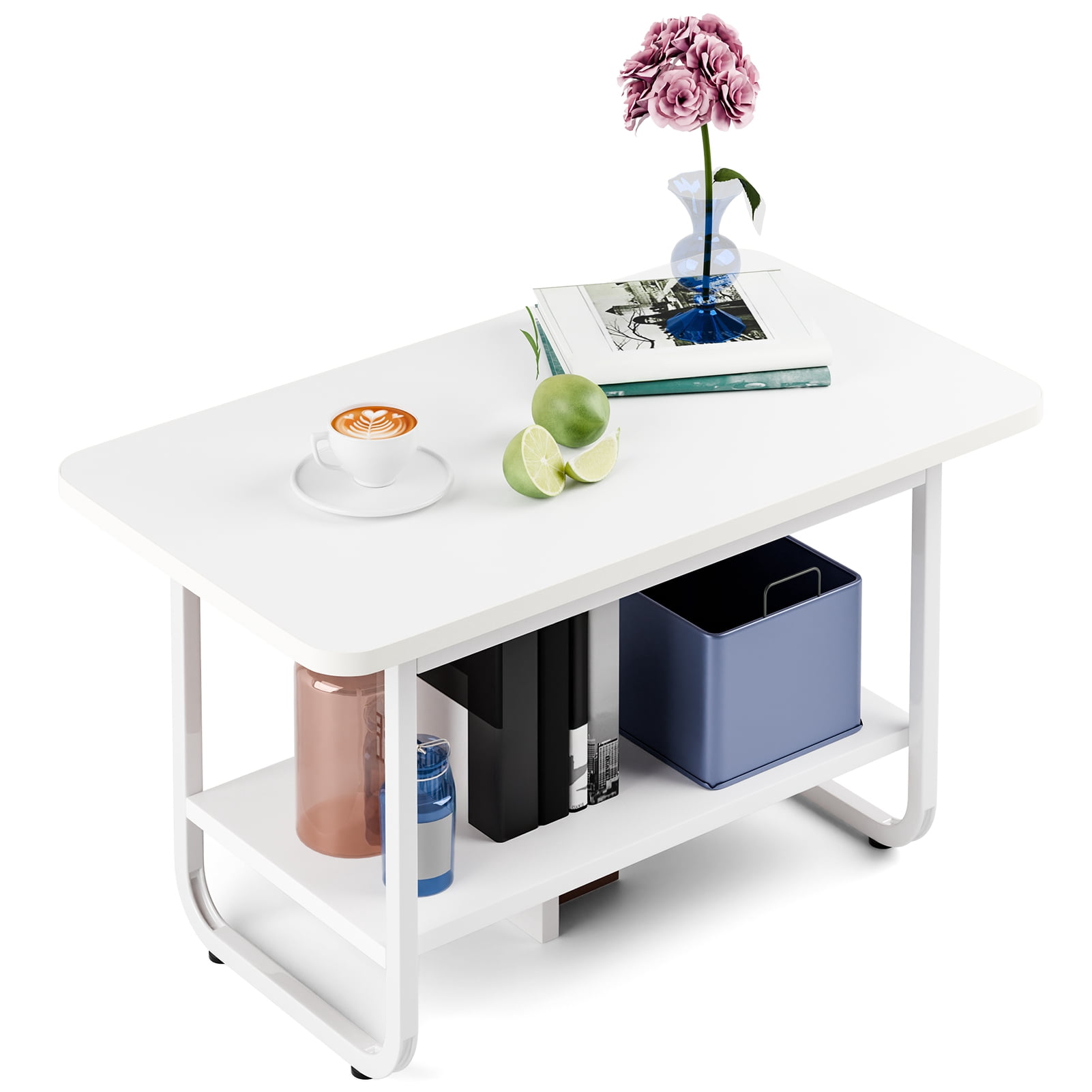 Wharick Coffee Table for Living Room Small Tea Table with Storage Shelf ...