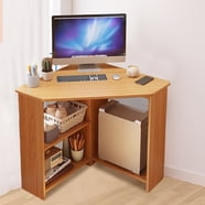 Costway Corner Computer Desk with Storage Shelf, Black - Walmart.com