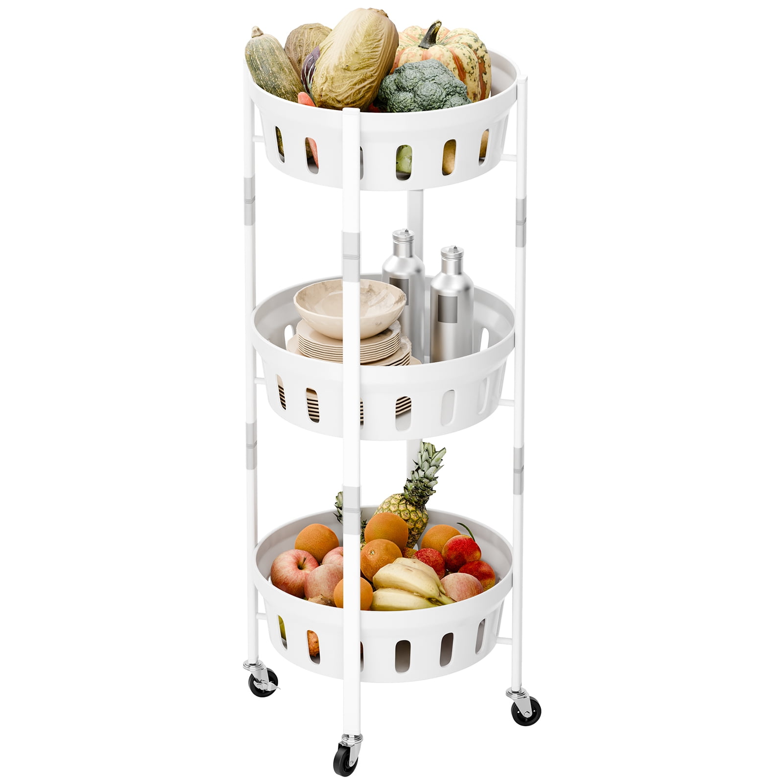 Wharick Foldable Storage Cart Kitchen Storage Rack with Universal ...