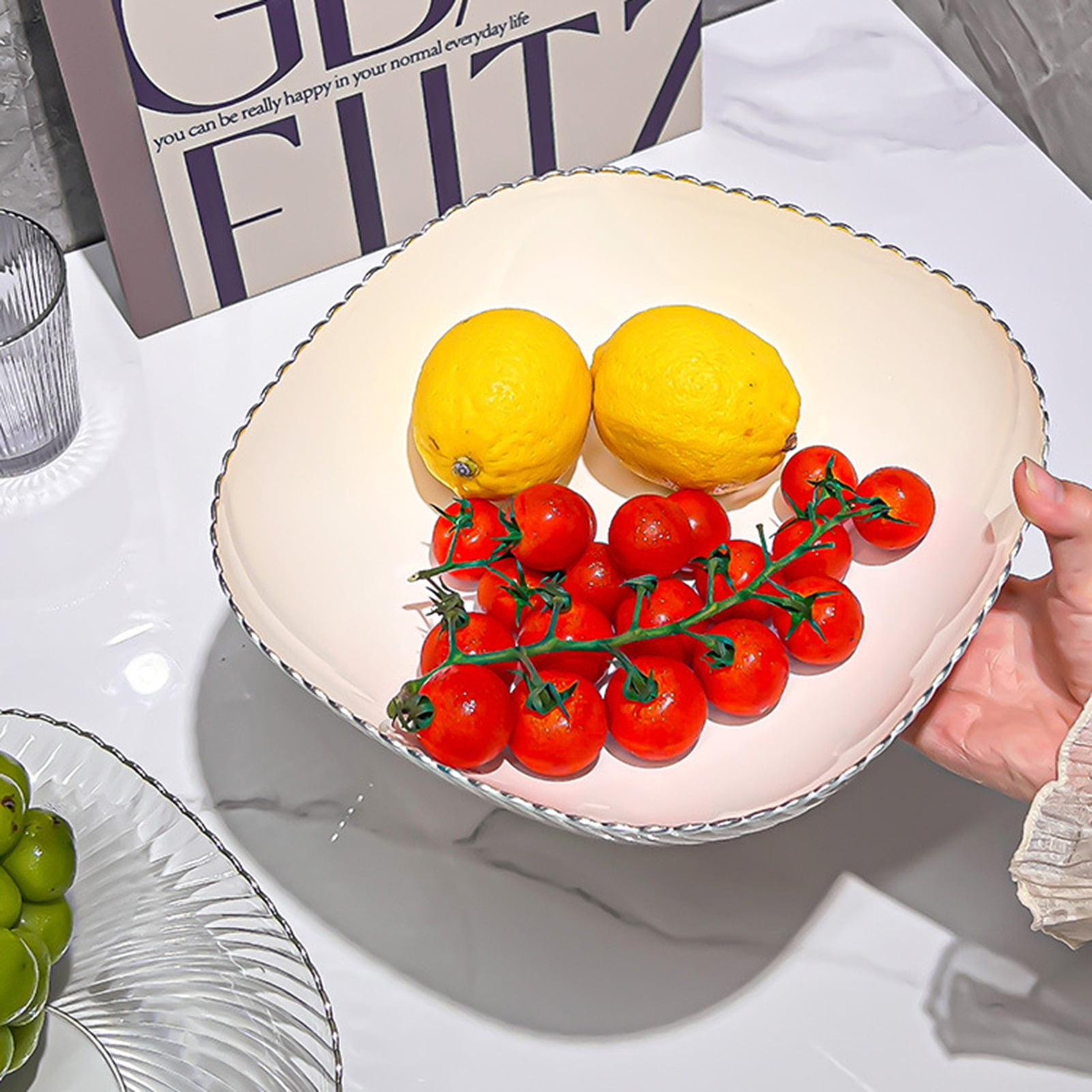 Wharick Fruit Bowl Basket Fruit Stand Decorative Countertop Fruit Plate ...