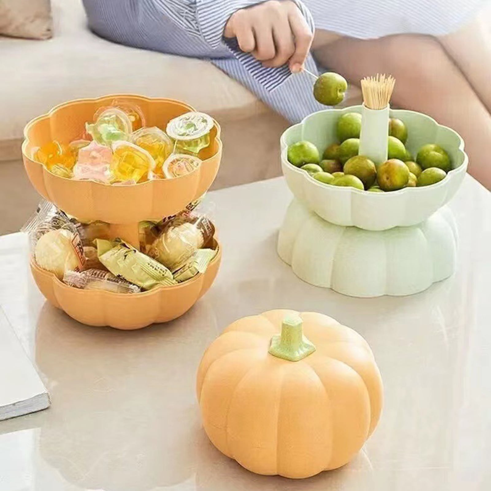 Wharick Fruit Bowls for Kitchen Counter, Fruit Tray Basket, 2Pcs Food ...