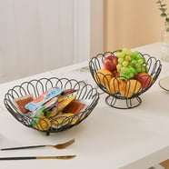 Wire Fruit Basket Black Fruit Bowl for Kitchen Counter Wave Fruit ...