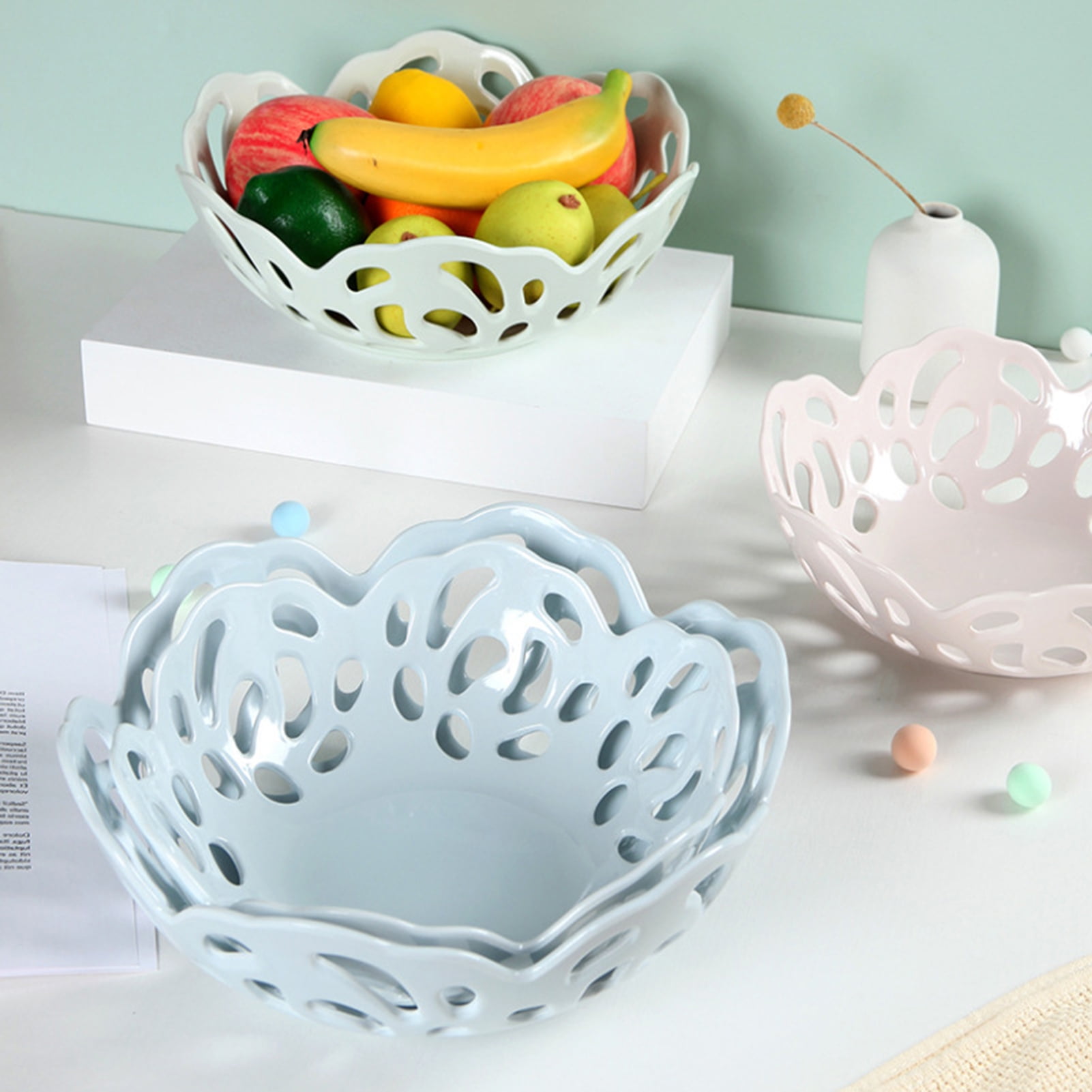 Wharick Fruit Bowls for Kitchen Counter, Fruit Tray Basket, Fruit Tray ...