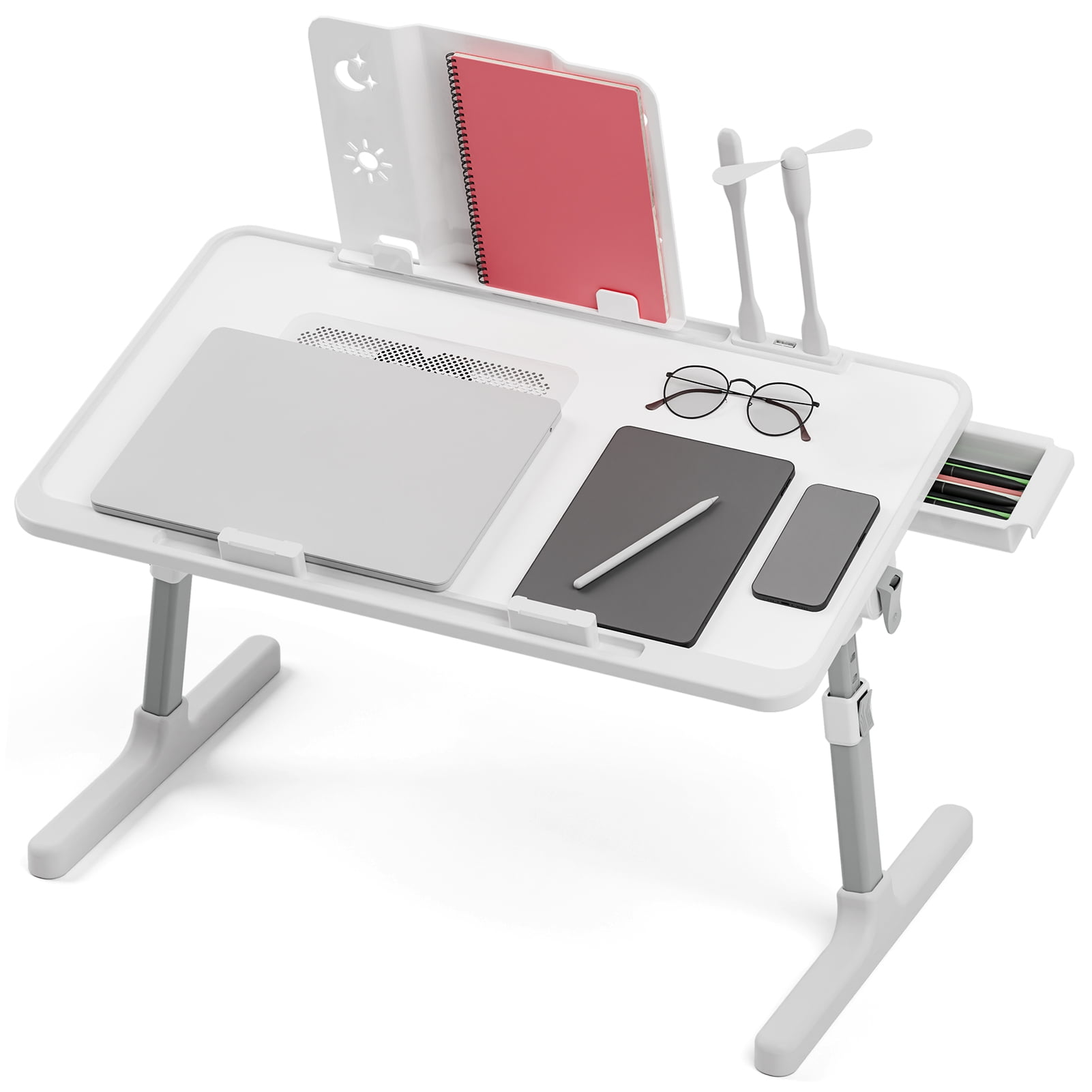 Wharick Laptop Desk for Bed Adjustable Tray Table Lap Desk with Light ...