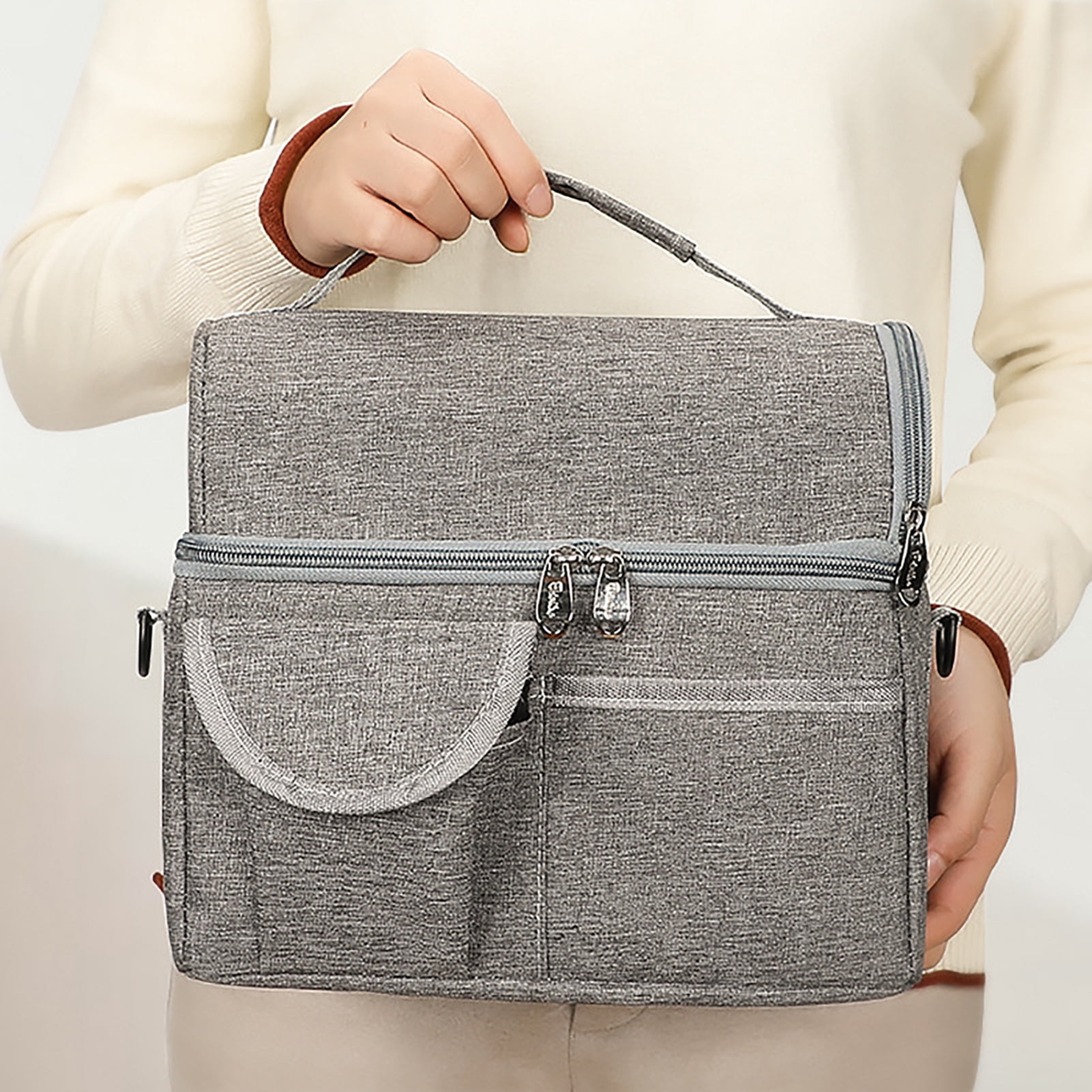 Wharick Lunch Bag for Women Men, Lunch Storage Bag, Double Layer Zipper ...