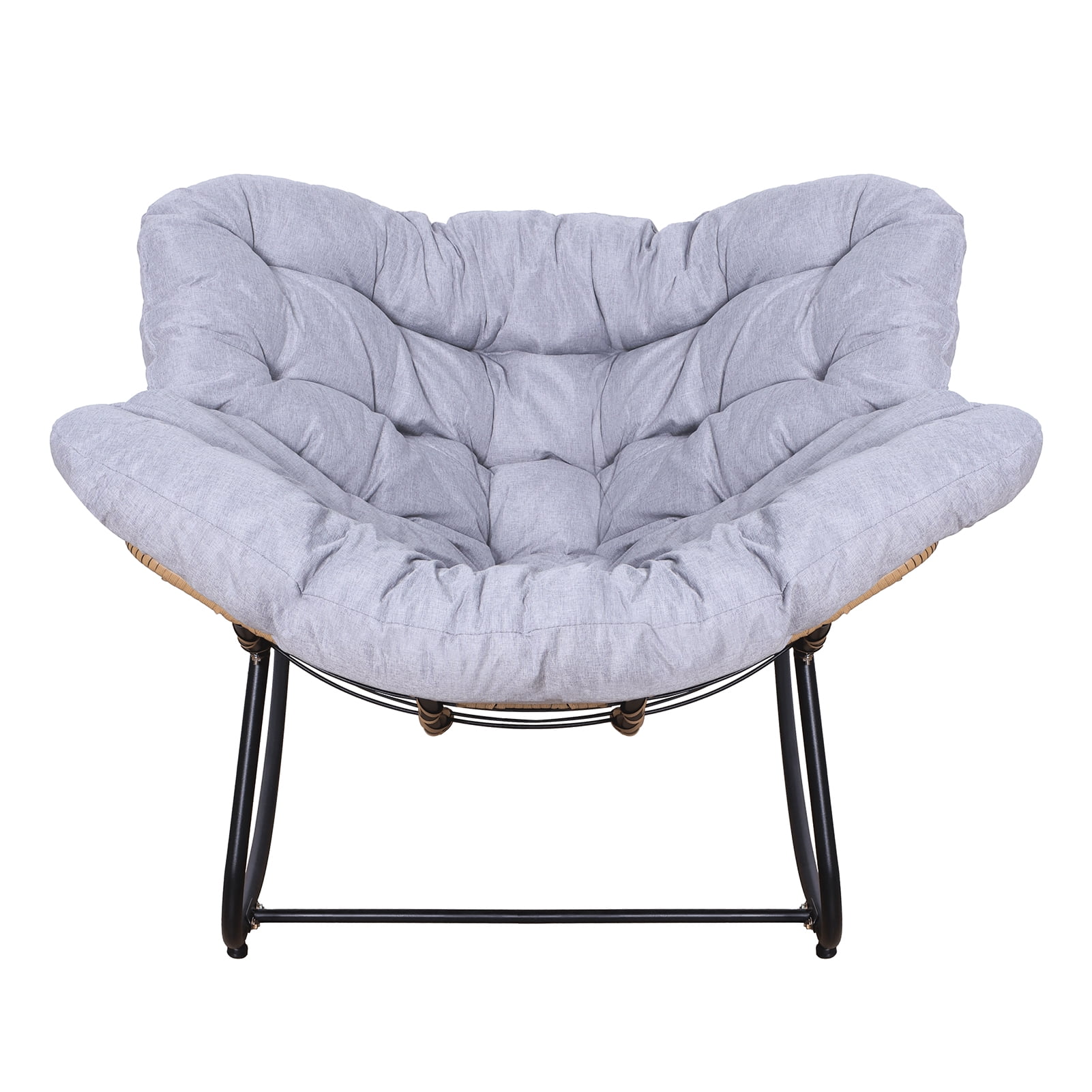 Wharick Outdoor Chairs Rattan Rocking Chair with Oversized Cushion ...