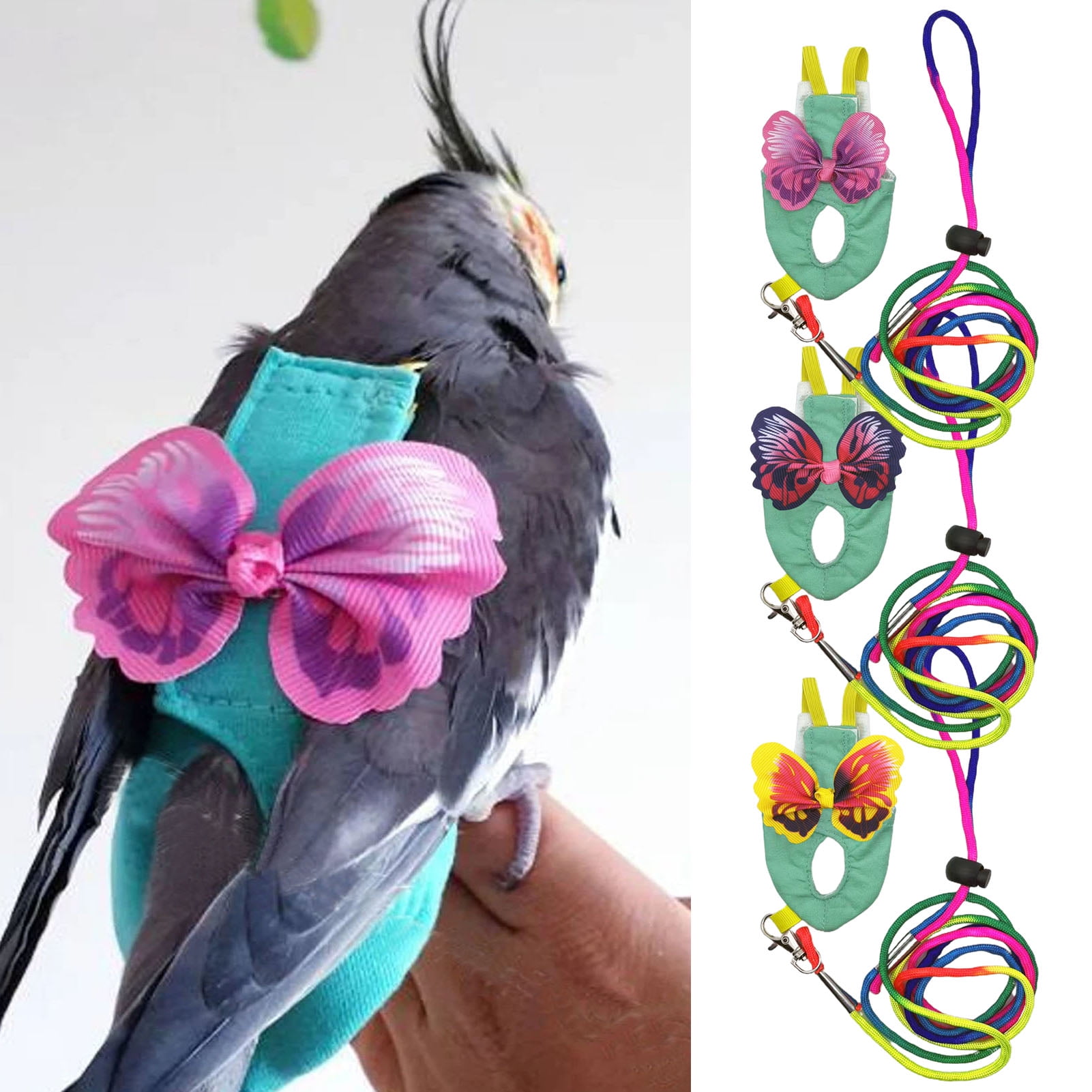 Wharick Parrot Harness with Butterflies Wing, Bird Flying Harness ...