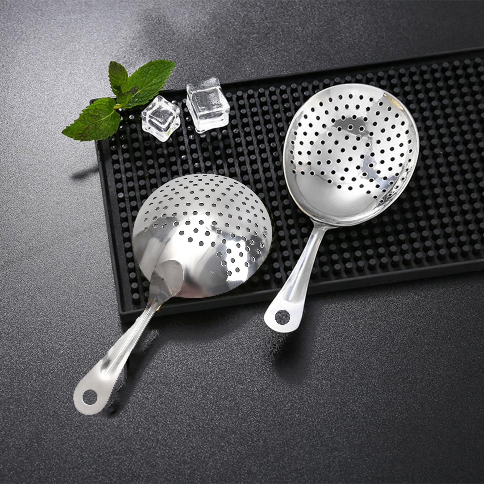 Wharick Professional Julep Strainers for Cocktail Drinks, Stainless Steel Handheld Portable ...