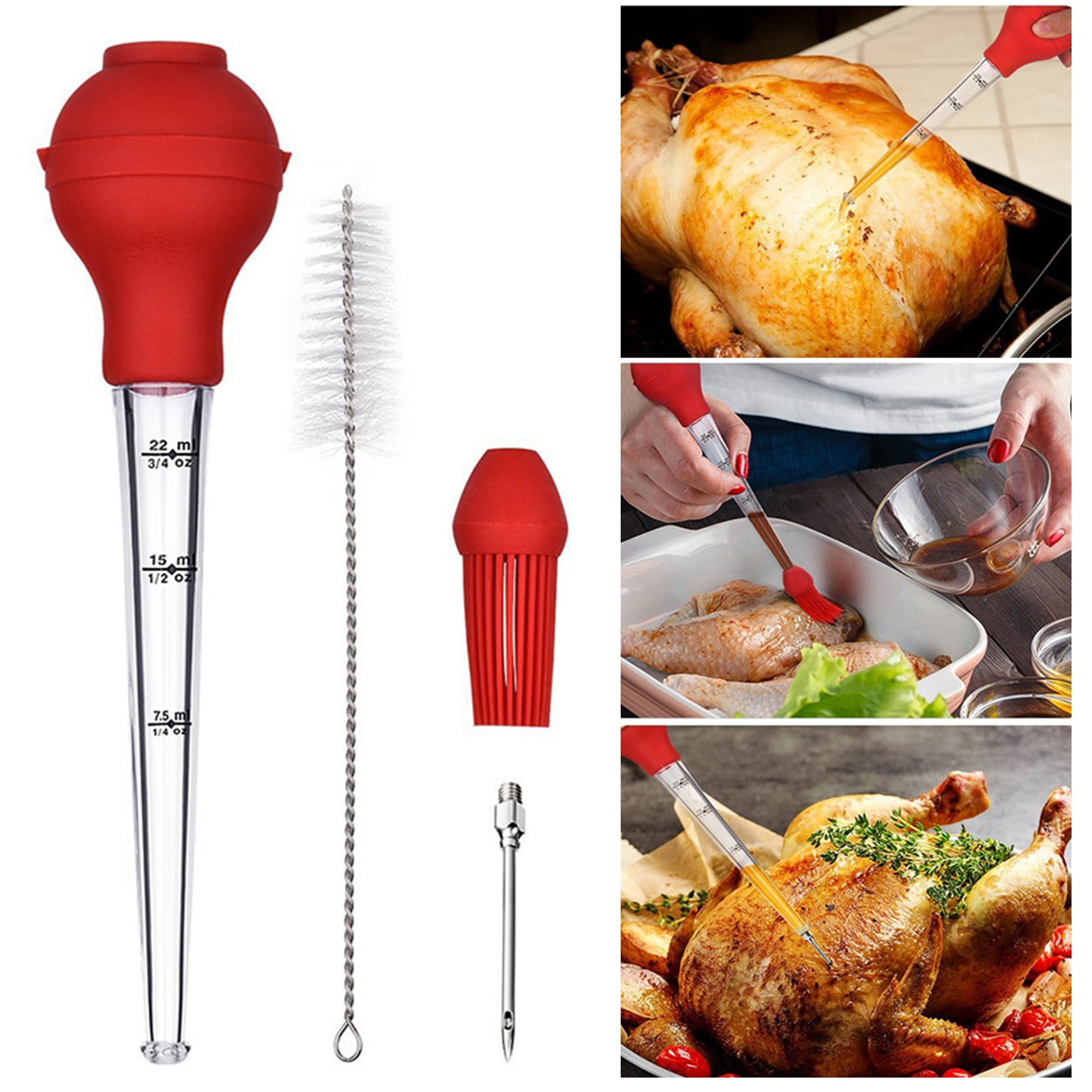 Wharick Professional Turkey Baster Tool, with Cleaning Brush, Marinade ...