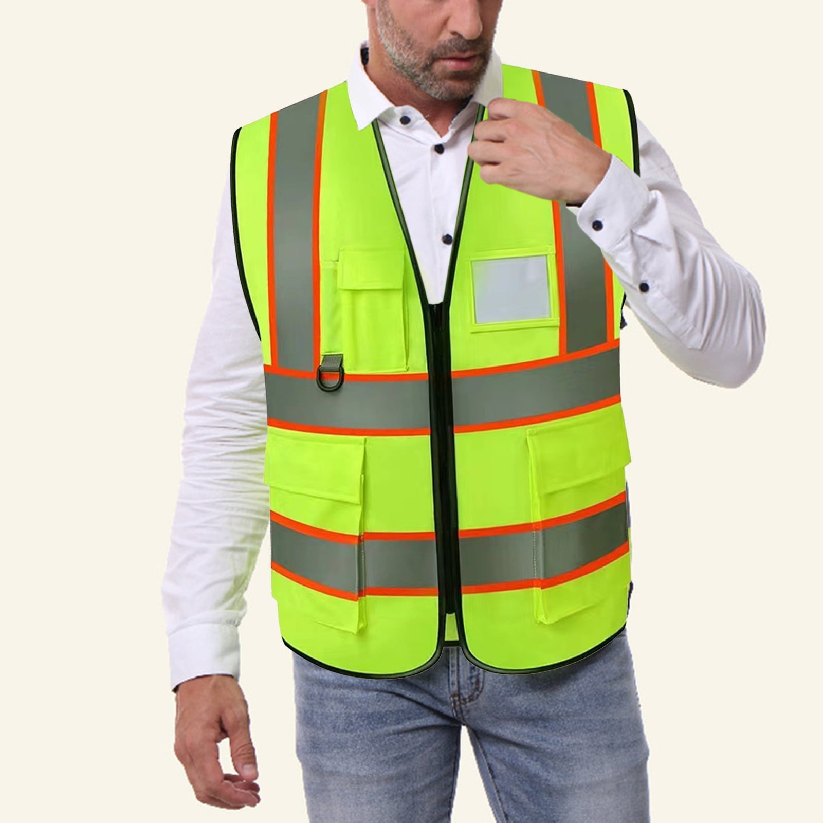 Wharick Reflective Safety Vest with Pockets Zipper High Visibility ...