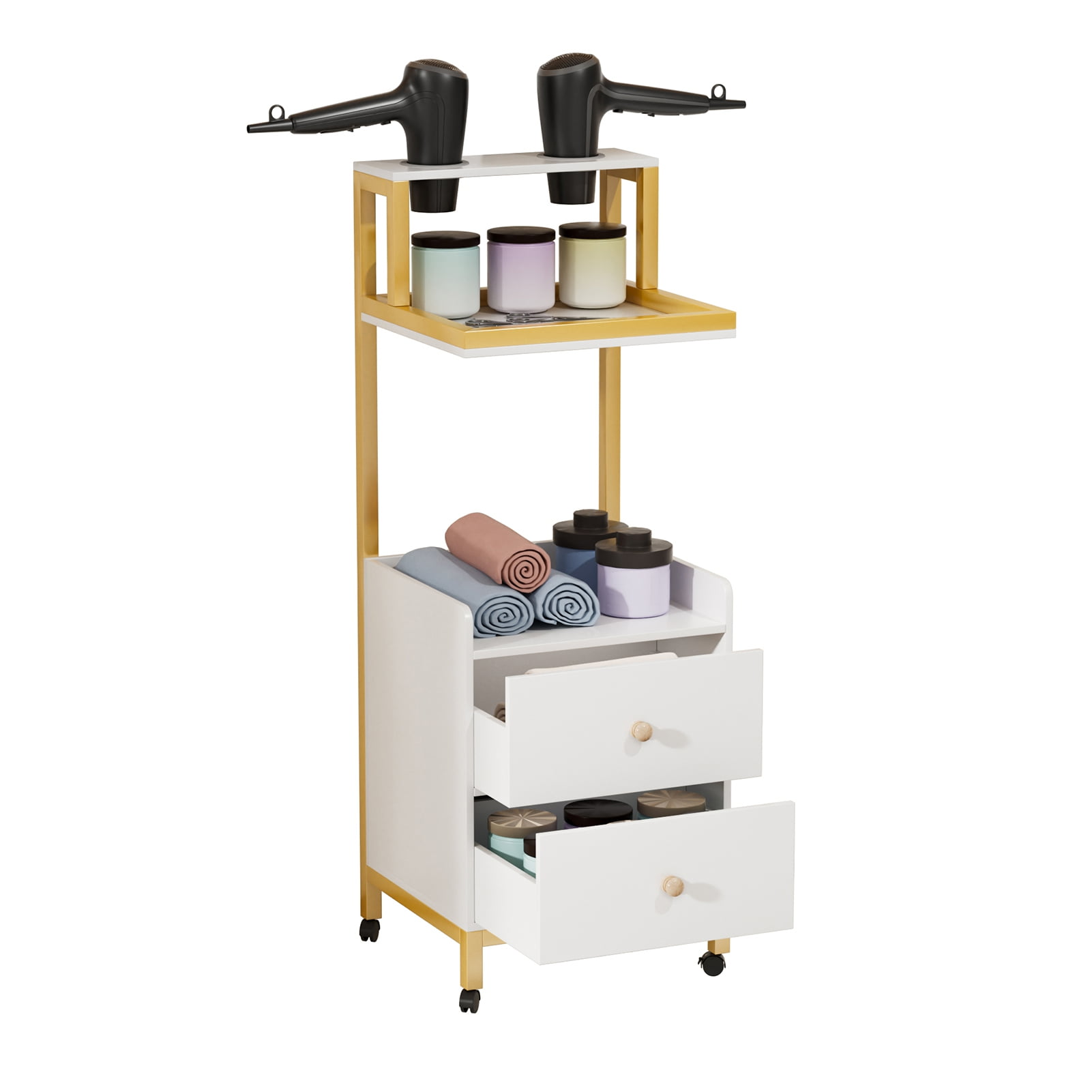 Wharick Salon Trolley Cart, Hair Cart with 4 Wheels 2 Drawers, Rolling ...