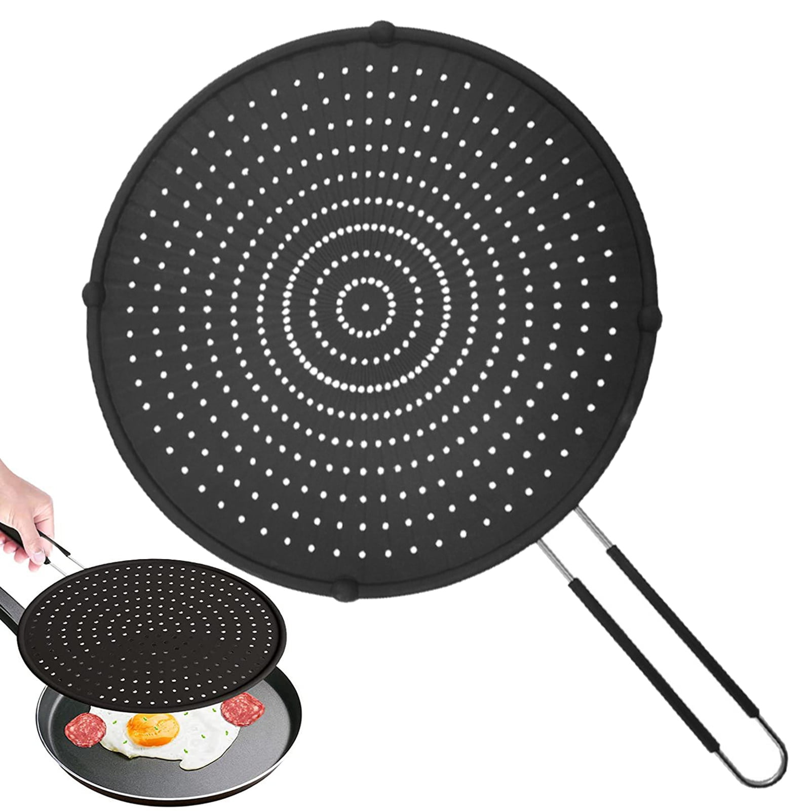 Wharick Silicone Splatter Screen for Frying Pan 13”, Reusable Silicone ...