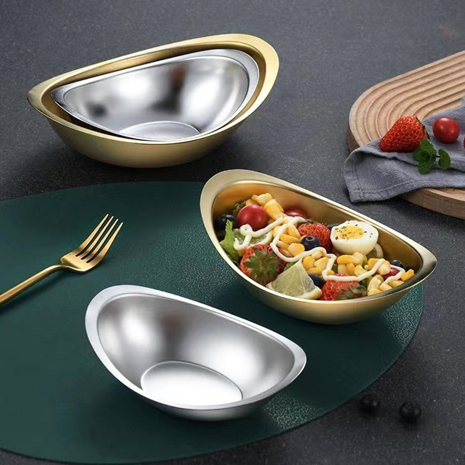 Wharick Soup Bowl Stackable Multi-use Oval Large Capacity Stainless ...