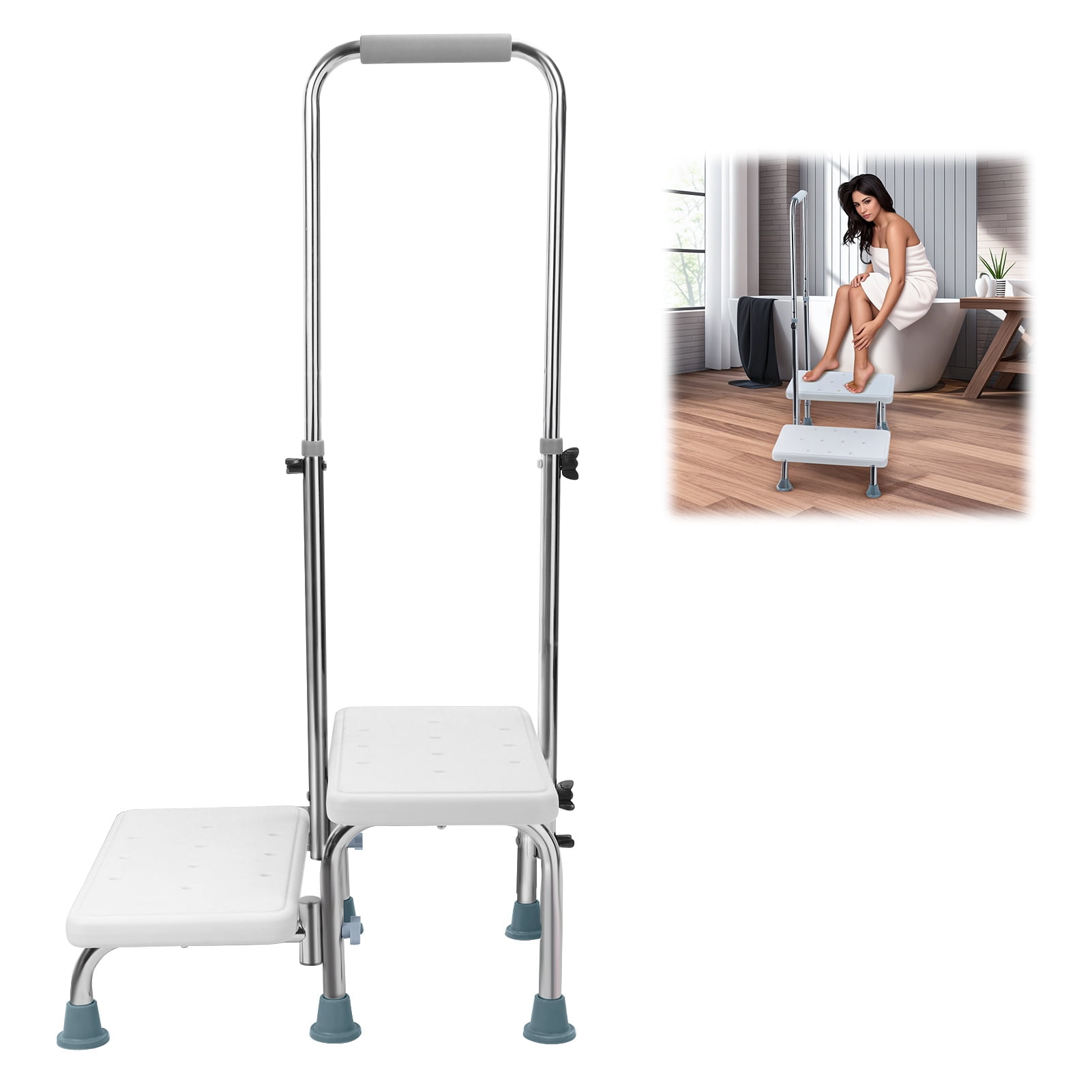 Wharick Step Stool, High Beds Bedside Step Stool with Handle 2 Step ...