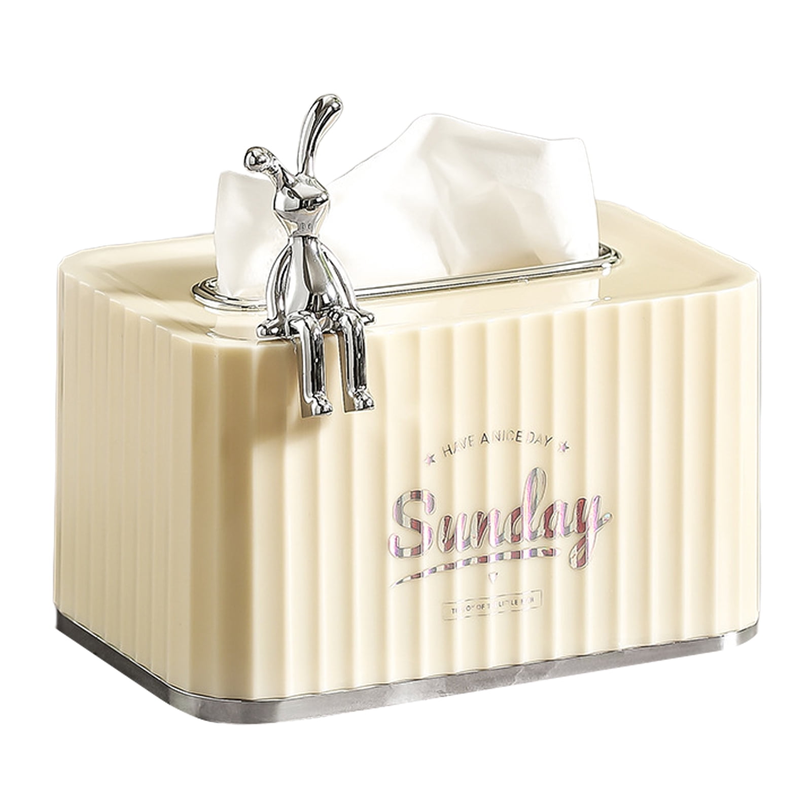 Wharick Tissue Box Cover, Tissue Holder Built-in Spring Cute Rabbit ...