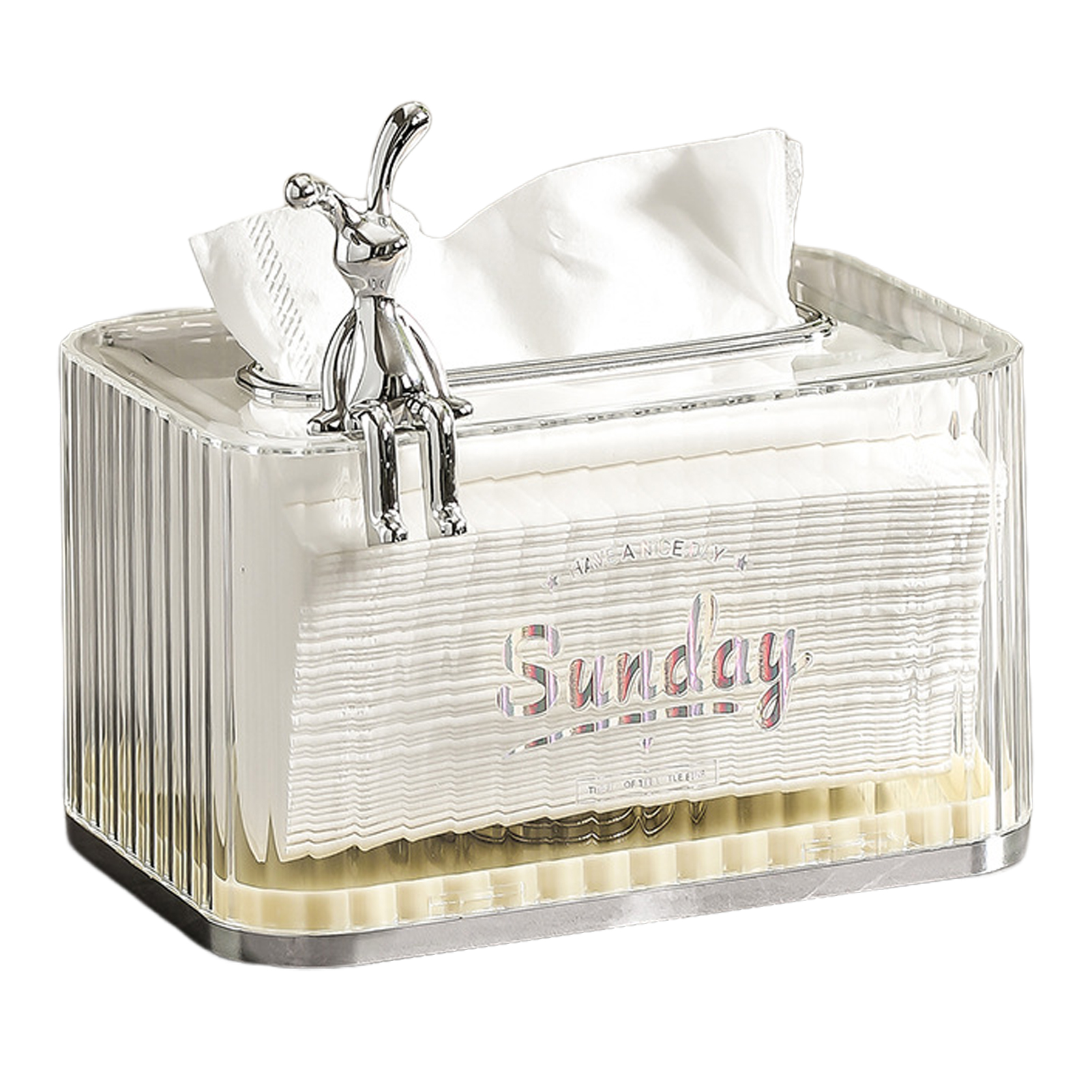 Wharick Tissue Box Cover, Tissue Holder Built-in Spring Cute Rabbit ...