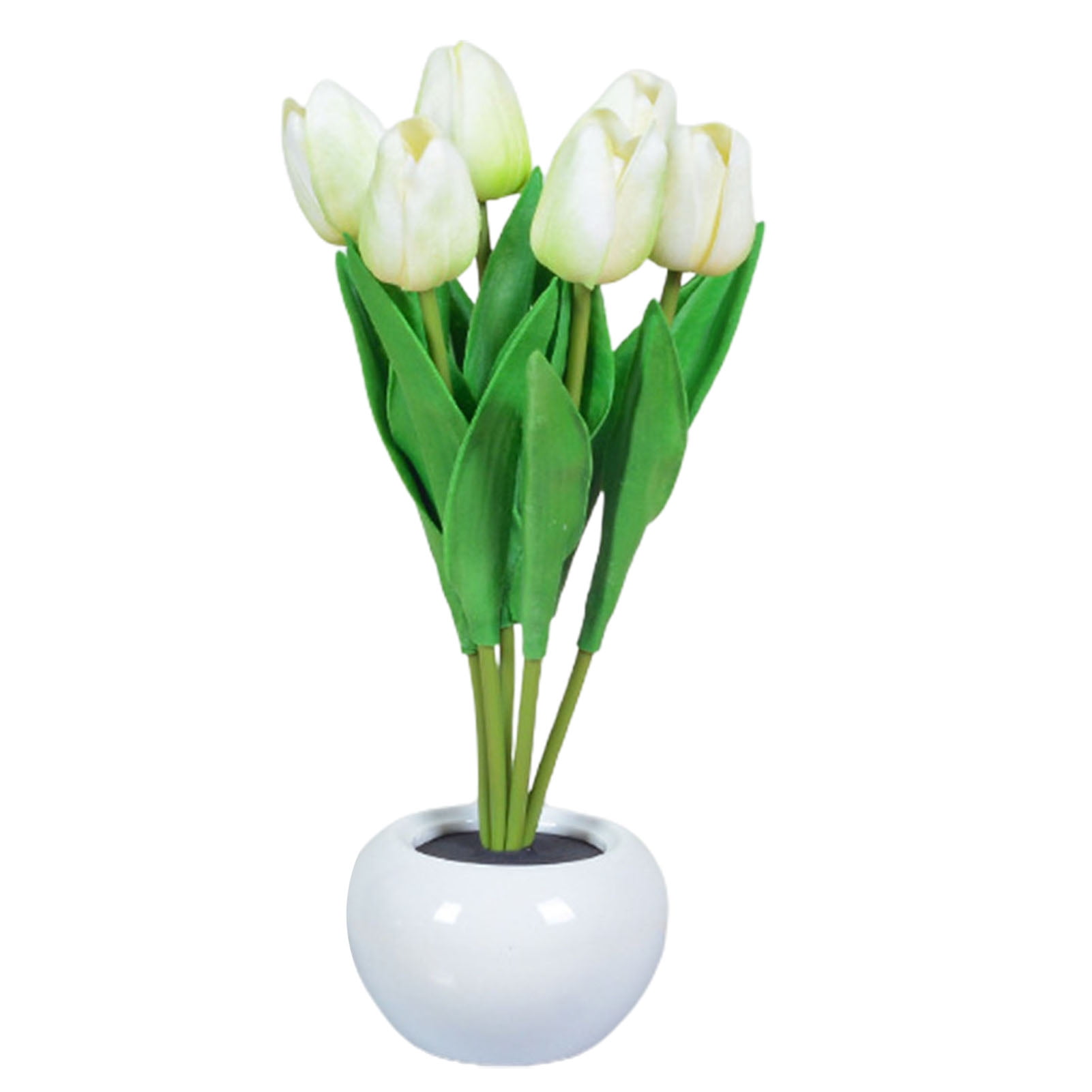 Wharick Tulip Flowerpot Lamp Realistic Looking Battery Powered 6 Heads ...