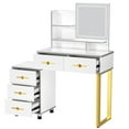 Wharick Vanity Desk Makeup Table with Lighted Mirror Modern Corner ...