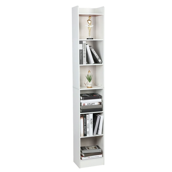 78.7 Inch Extra Tall Narrow Bookshelf 7 Tier Skinny Bookcase for Small ...