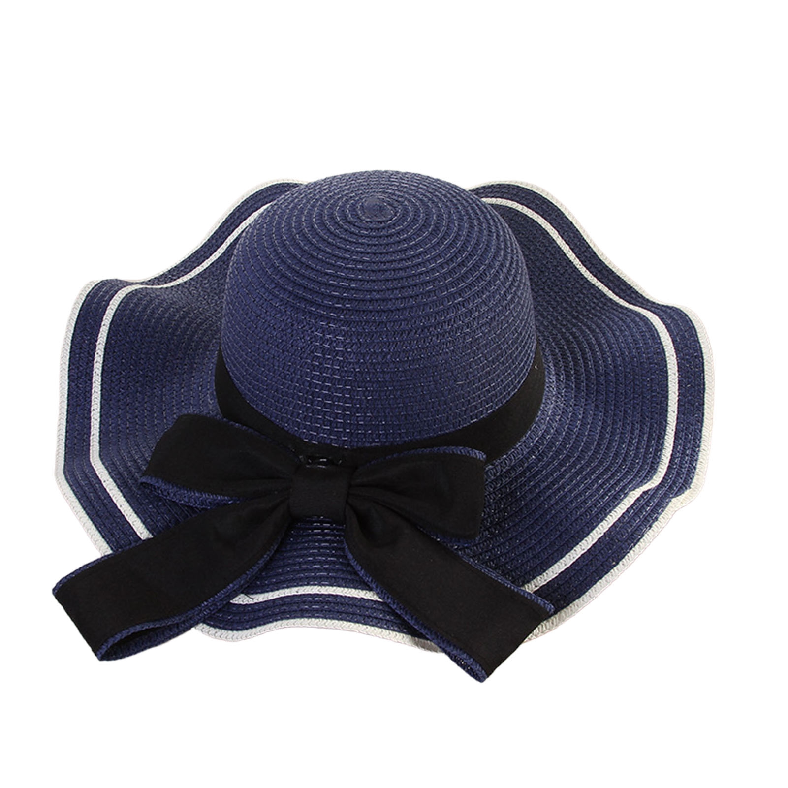 Wharick Women Beach Straw Hat Jazz Sunshade Caps Bowknot Fedora Hat ...