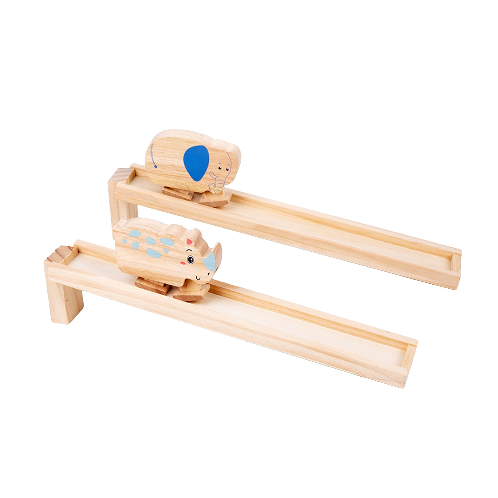 Wharick Wooden Ramp Dinosaur Toys, with Slide Inertial Drive Walking ...