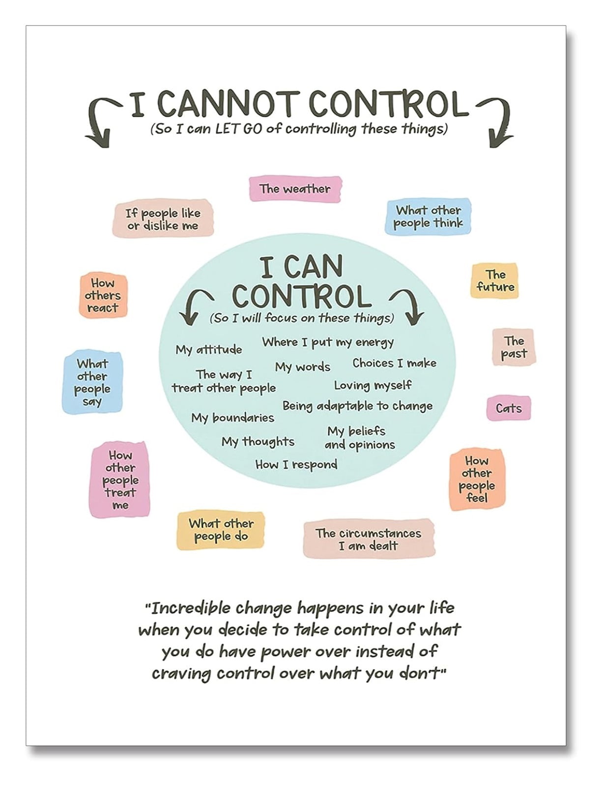 What I Can and Cannot Control Poster - Growth Mindset Educational Chart ...