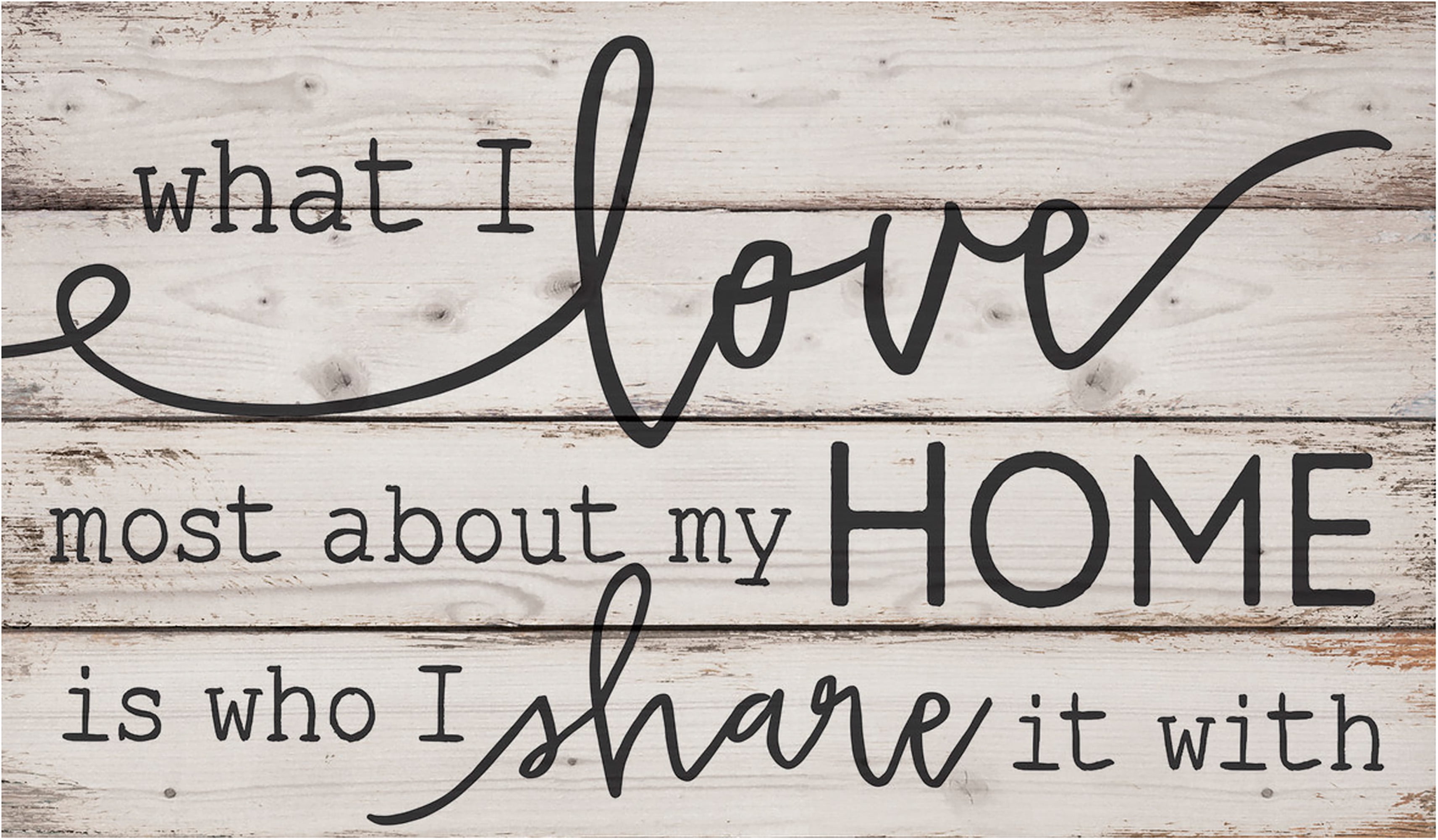 What I Love Most About My Home White Wash 24 x 14 Inch Solid Pine Wood ...