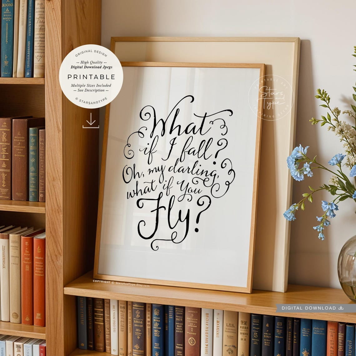What If I Fall What If You Fly Quote Poster, Stretched Size 12x18 ...