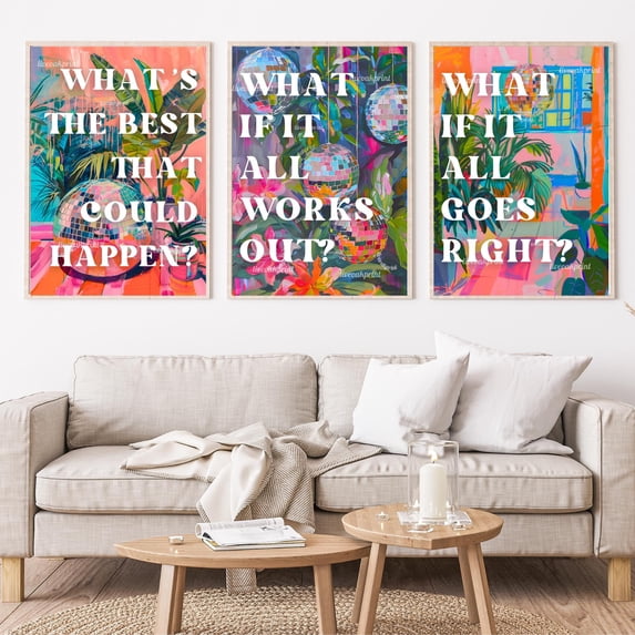 What If It All Works Out Print Set Motivational Wall Art Positive Quote ...