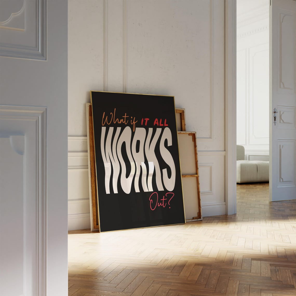 What If It All Works Out Retro Quote Wall Art, Unframed Paper Print ...