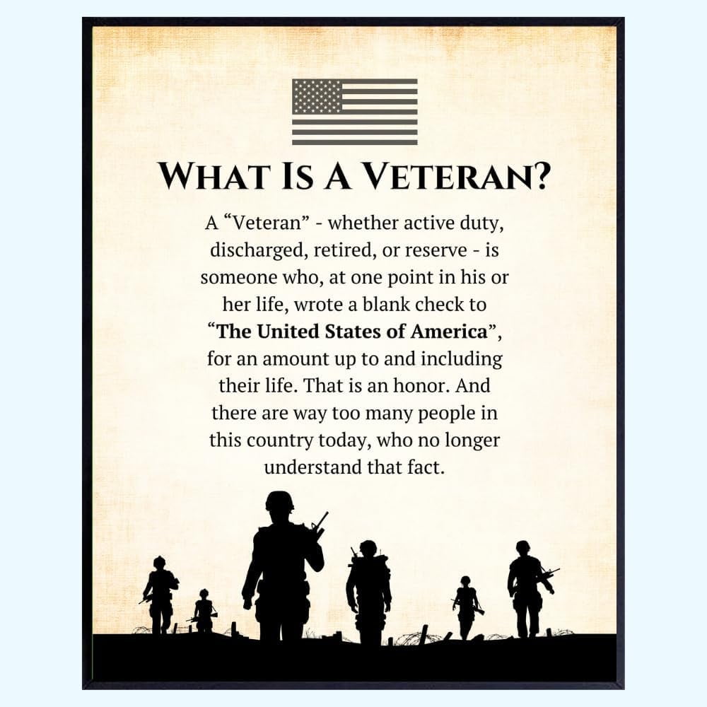 What Is a Veteran? Wall Art – Patriotic Military Definition Poster ...