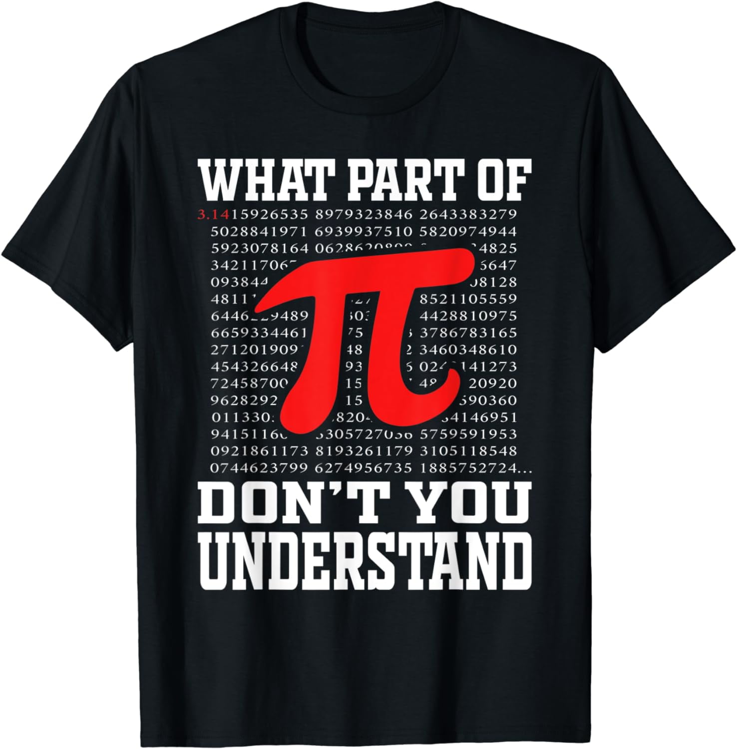 What Part Of Don't You Understand Pi 3.14 Math Lover Pi Day T-Shirt ...