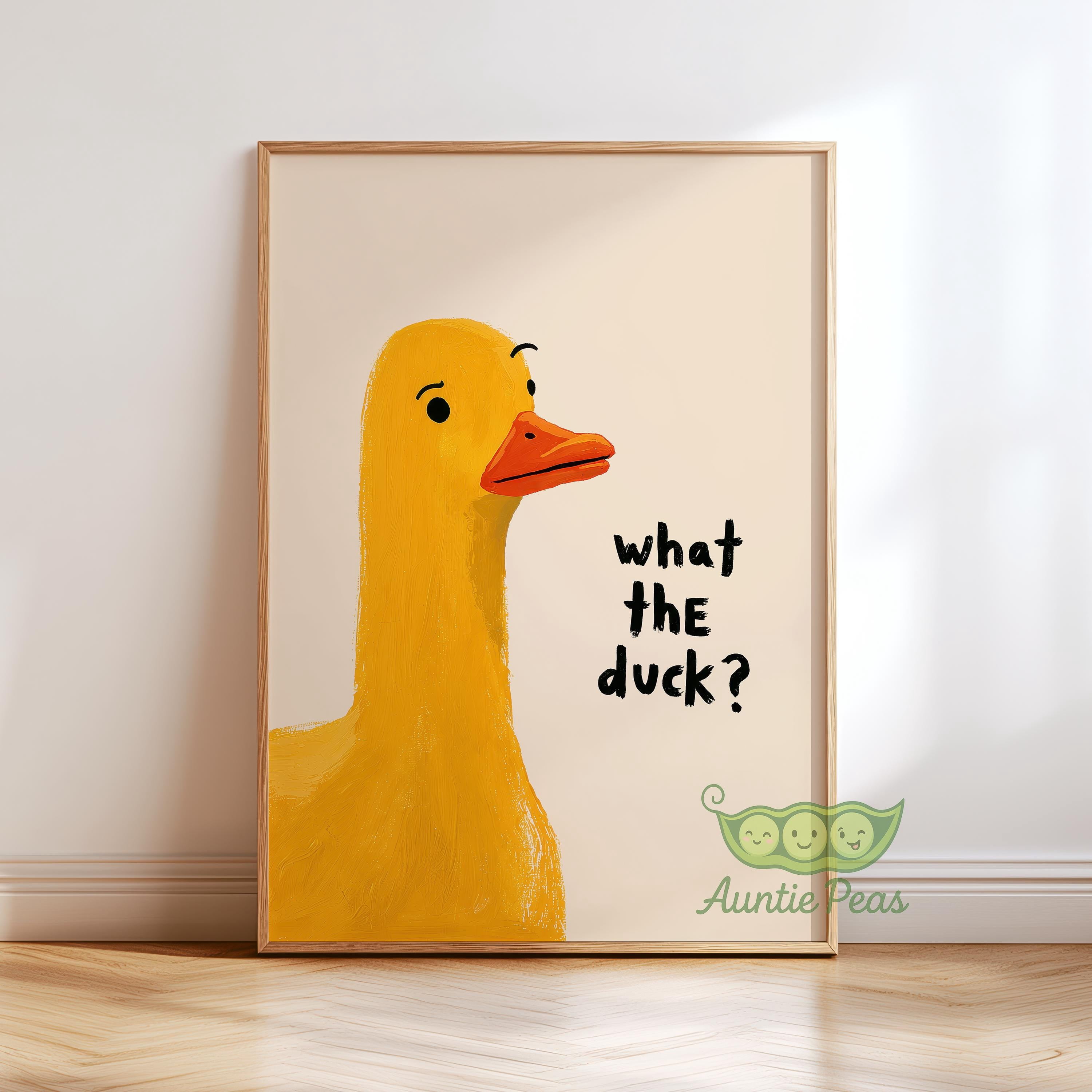 What The Duck Wall Art, Funny Duck Poster, Quirky Animal Print ...