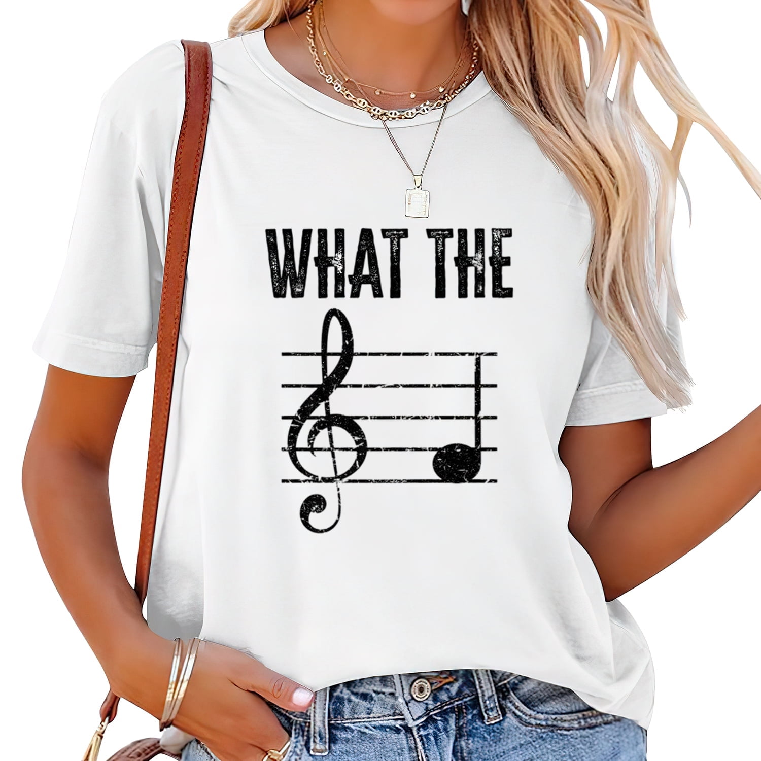 What The F Musical Note Music Clef Women's Short Sleeve Graphic Tee ...