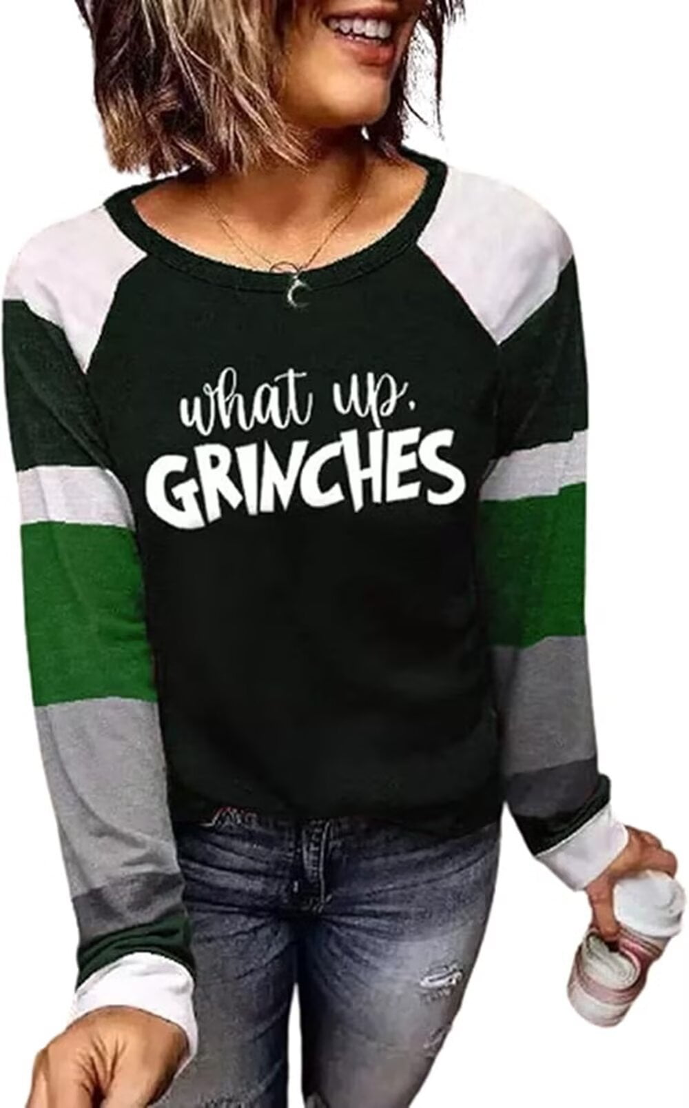 What Up Grinches Christmas Sweatshirt for Women Christmas Color Block ...