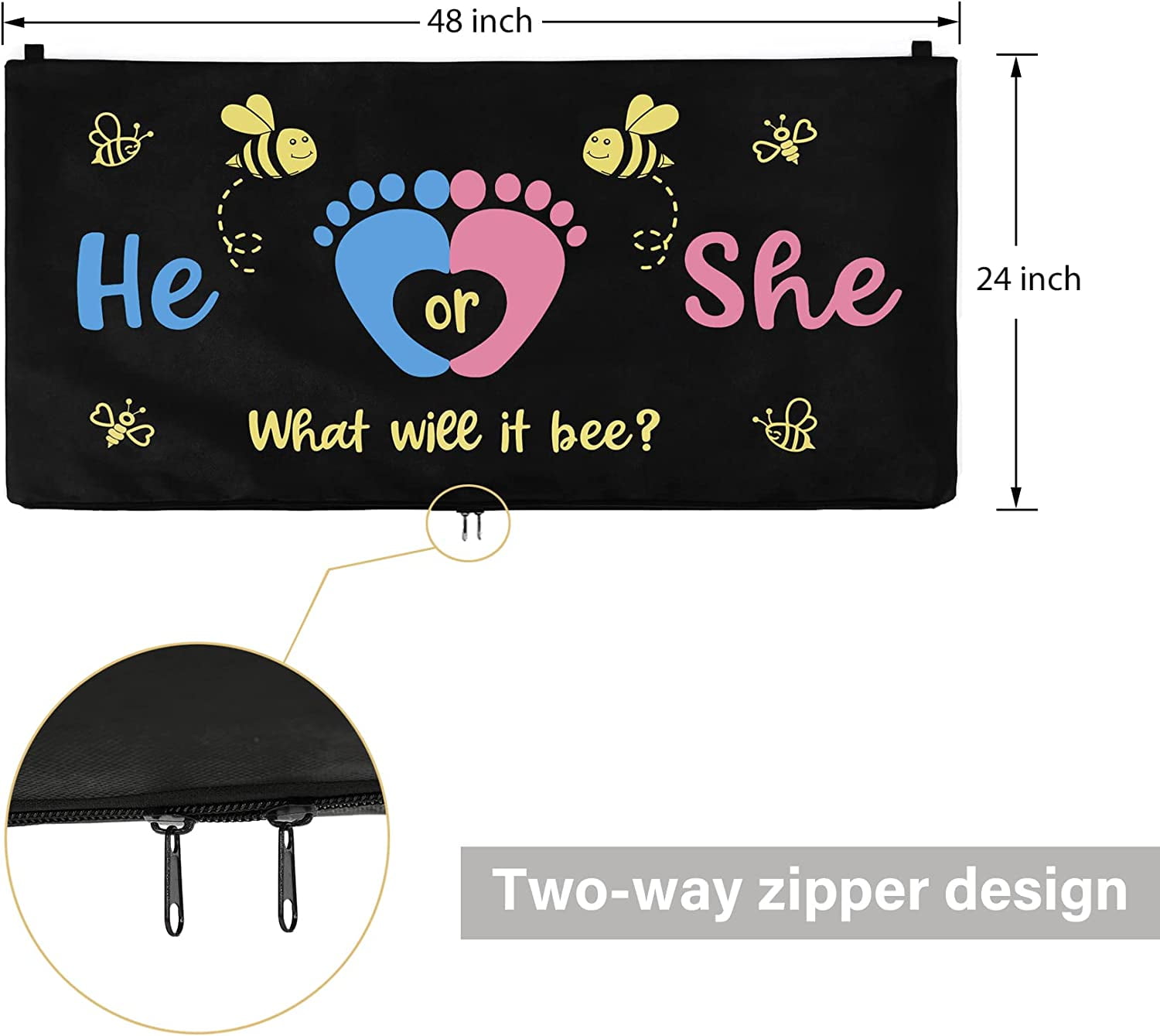 What Will It Bee Gender Reveal Balloon Drop Bag He Or She Zipper Bag ...
