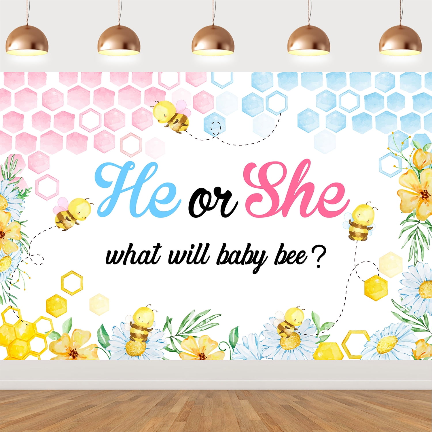 Kreatwow Bee Gender Reveal He or She Backdrop Party Decoration Kit ...