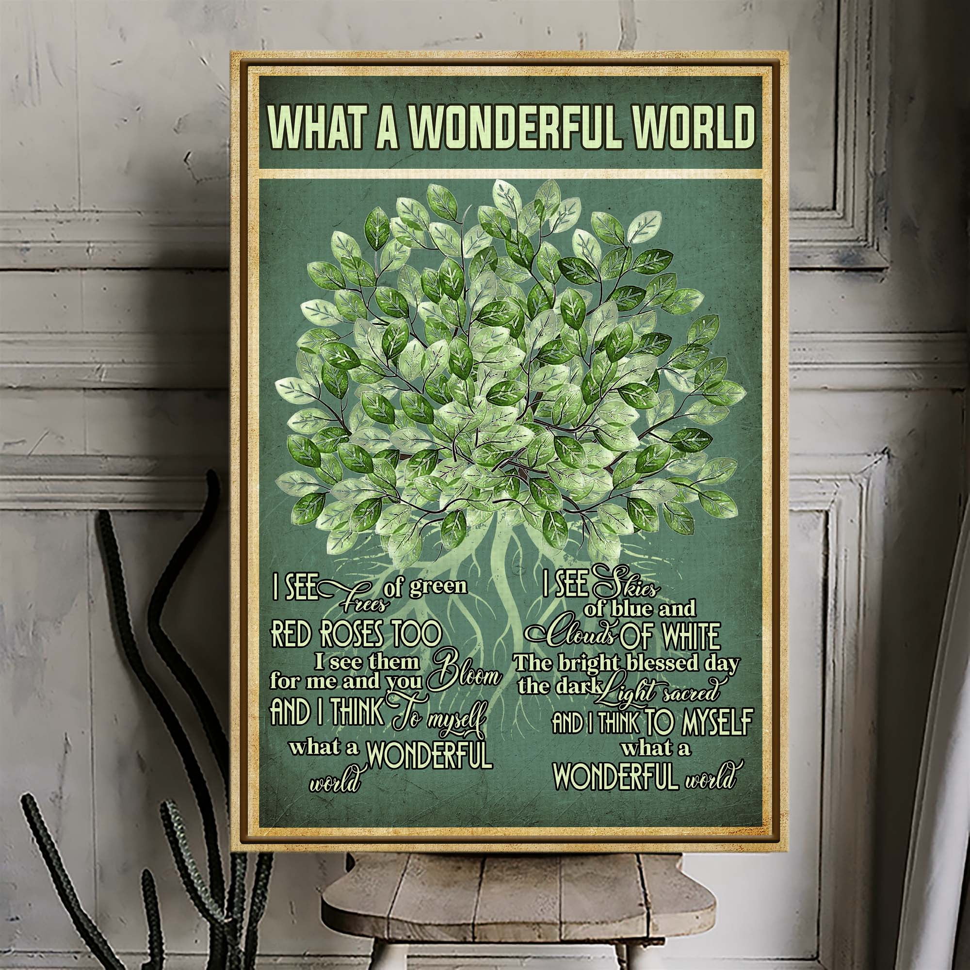 "What a Wonderful World" Canvas – Inspirational Song Lyrics with Green ...