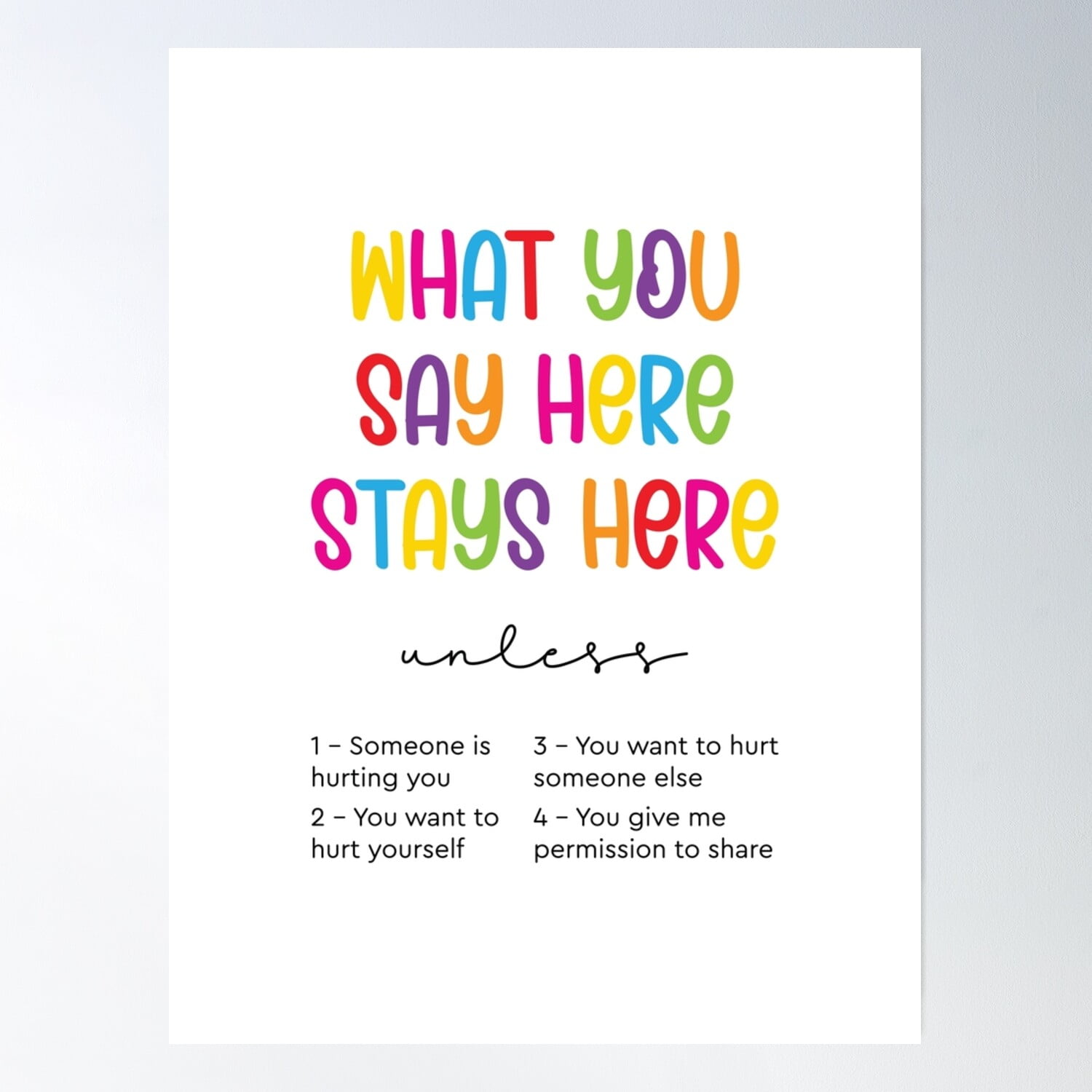 What You Say Here Stays Here | Confidentiality Sign | Rainbow Poster ...