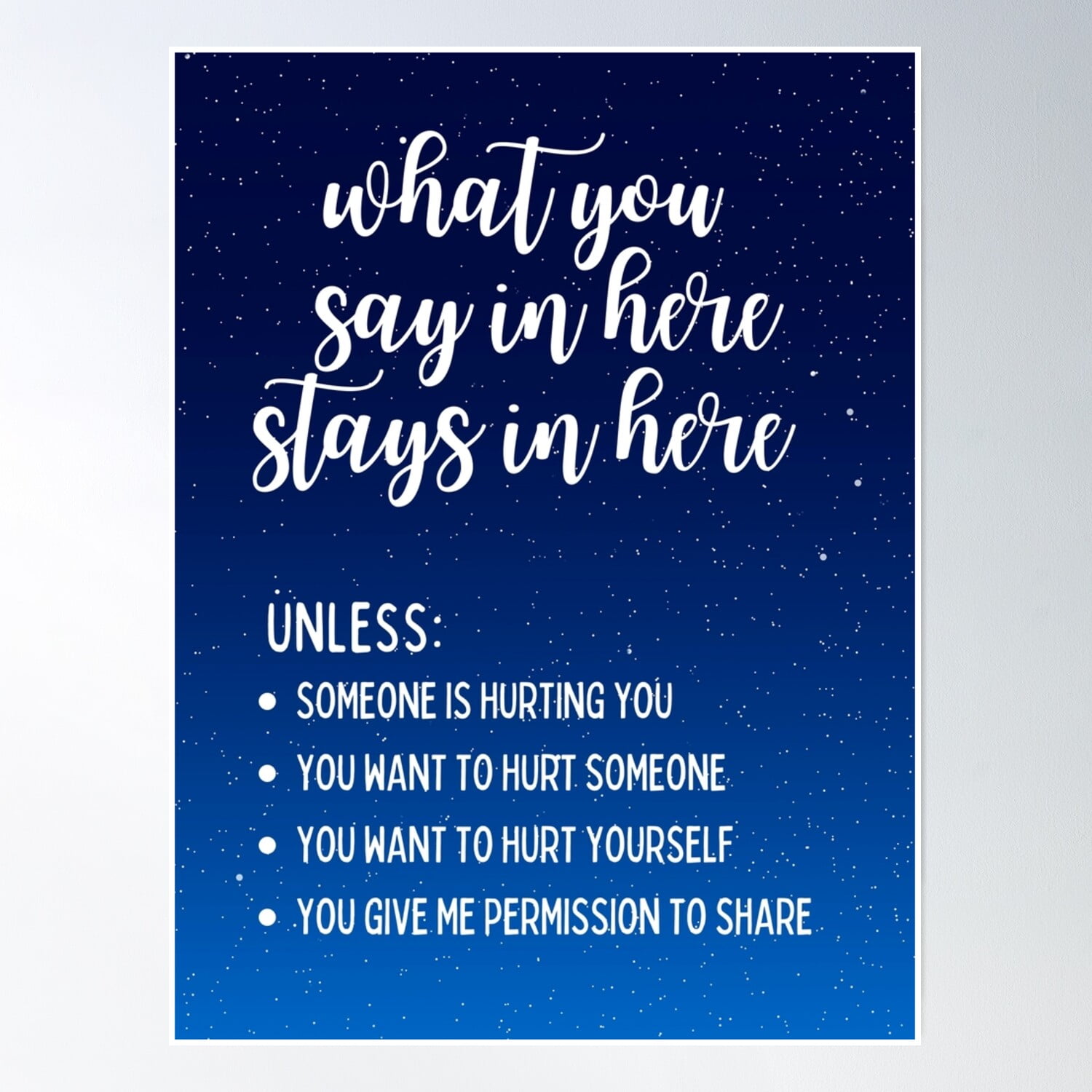 What You Say In Here Stays In Here Confidentiality Reminders Night Sky ...