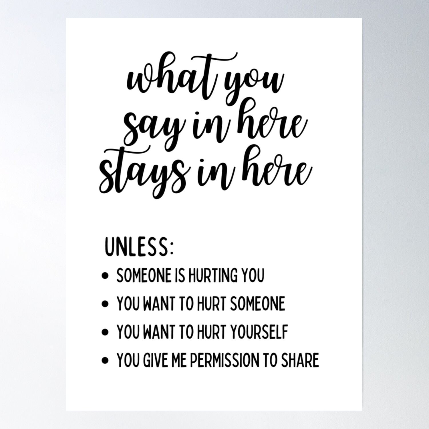 What You Say In Here Stays In Here Confidentiality Reminders Poster ...
