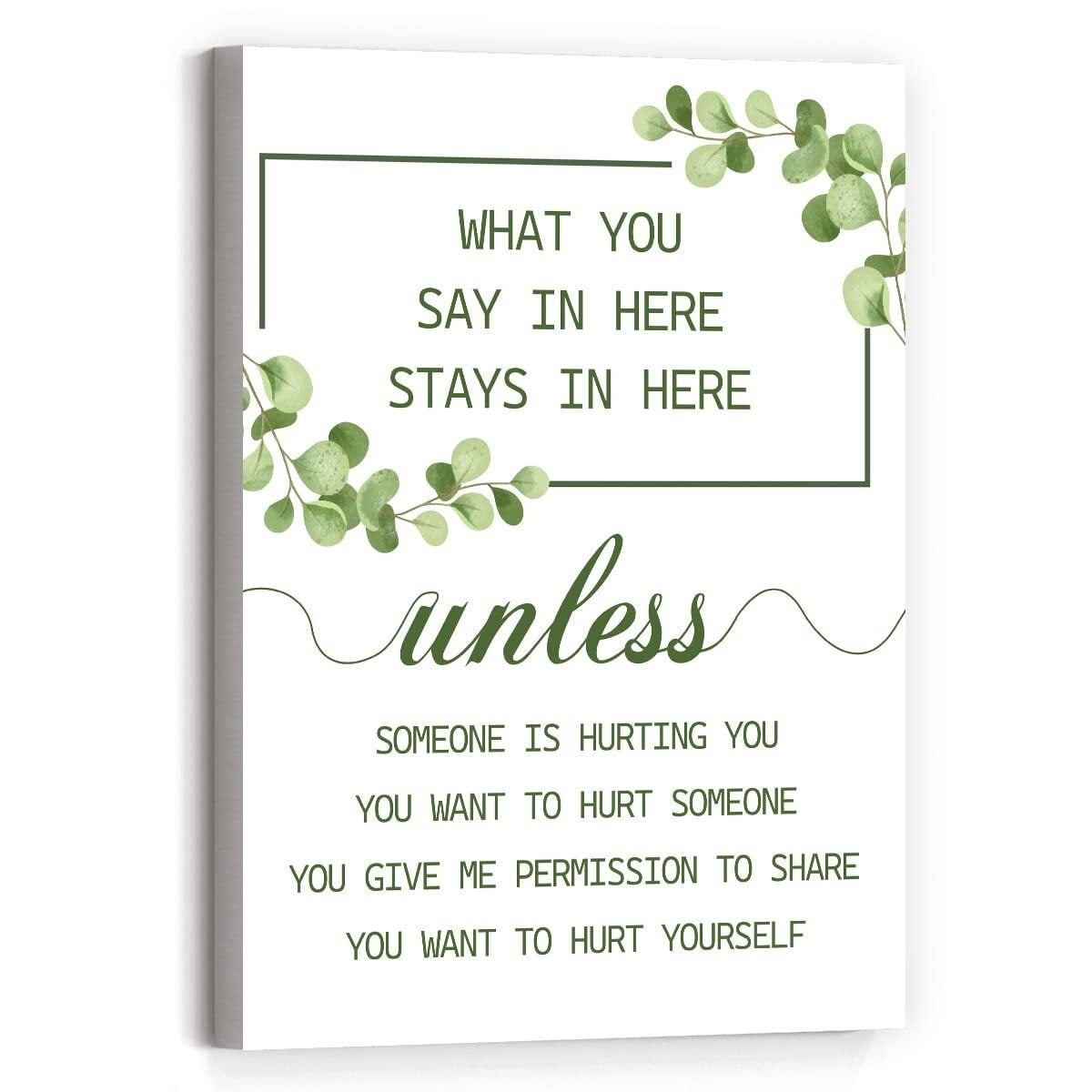 What You Say In Here Stays In Here Sign Canvas Wall Art poster Mental ...