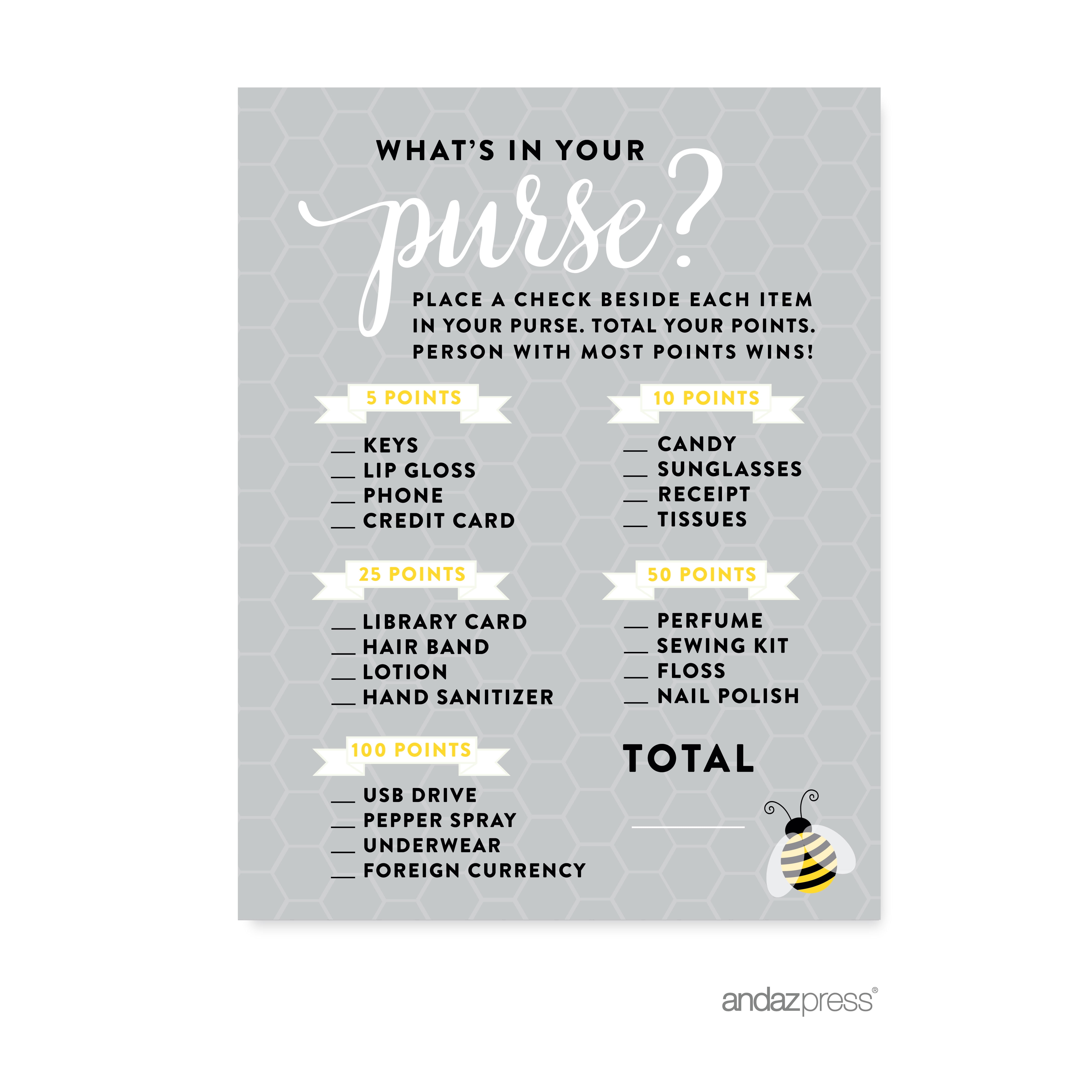 What's In Your Purse? Mama to Bee Bumblebee Gender Neutral Baby Shower ...