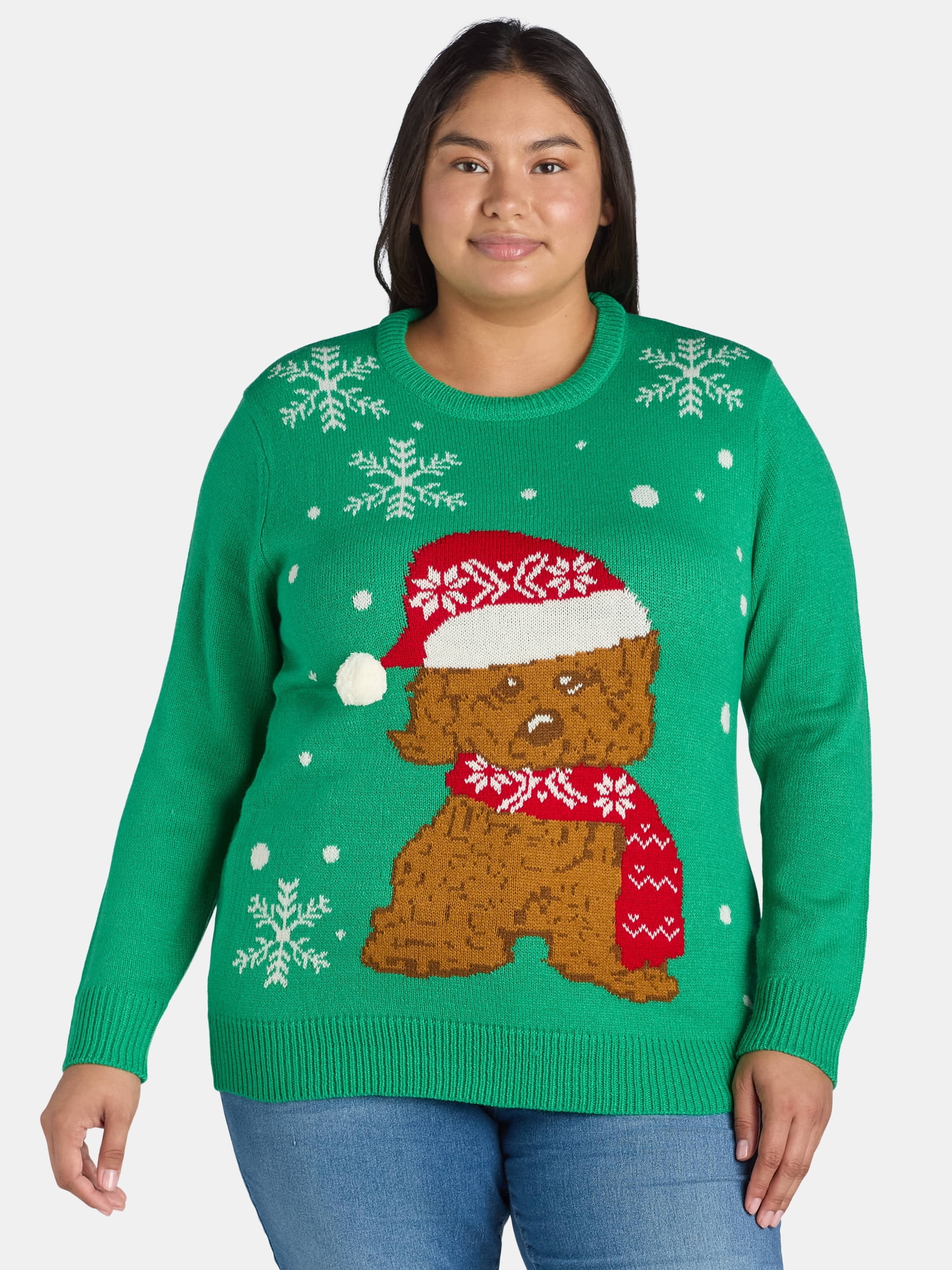 Whats Next women's Plus Size Christmas Sweater - Walmart.com