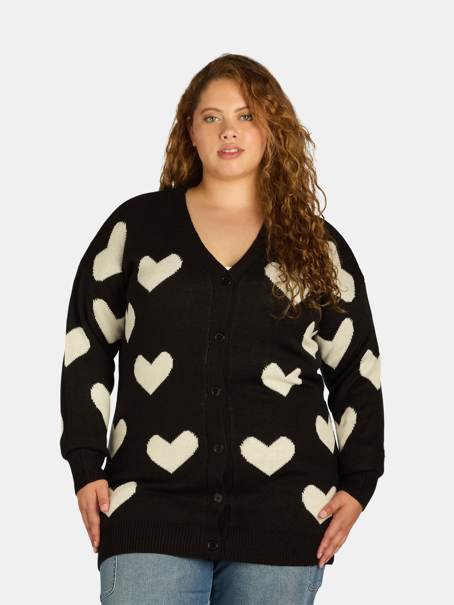 What's Next Women's and Women's Plus Size Intarsia Cardigan with Long ...
