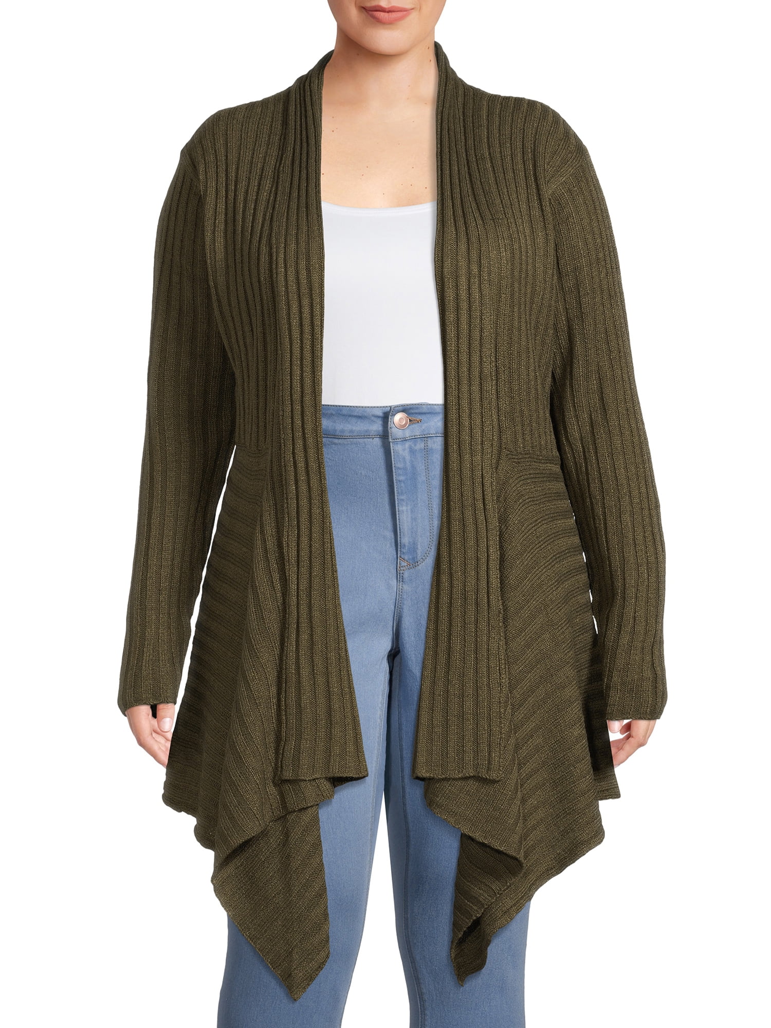 What's Next Women's Plus Size Ribbed Flyaway Cardigan - Walmart.com