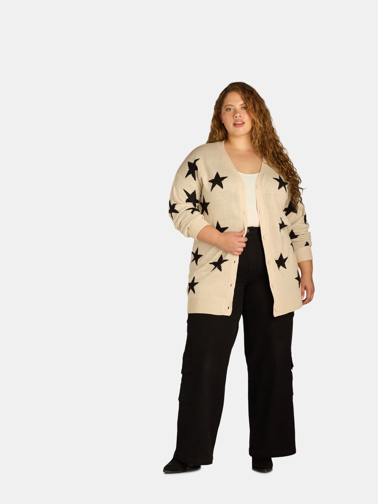 What's Next Women's and Women's Plus Size Intarsia Cardigan with Long ...