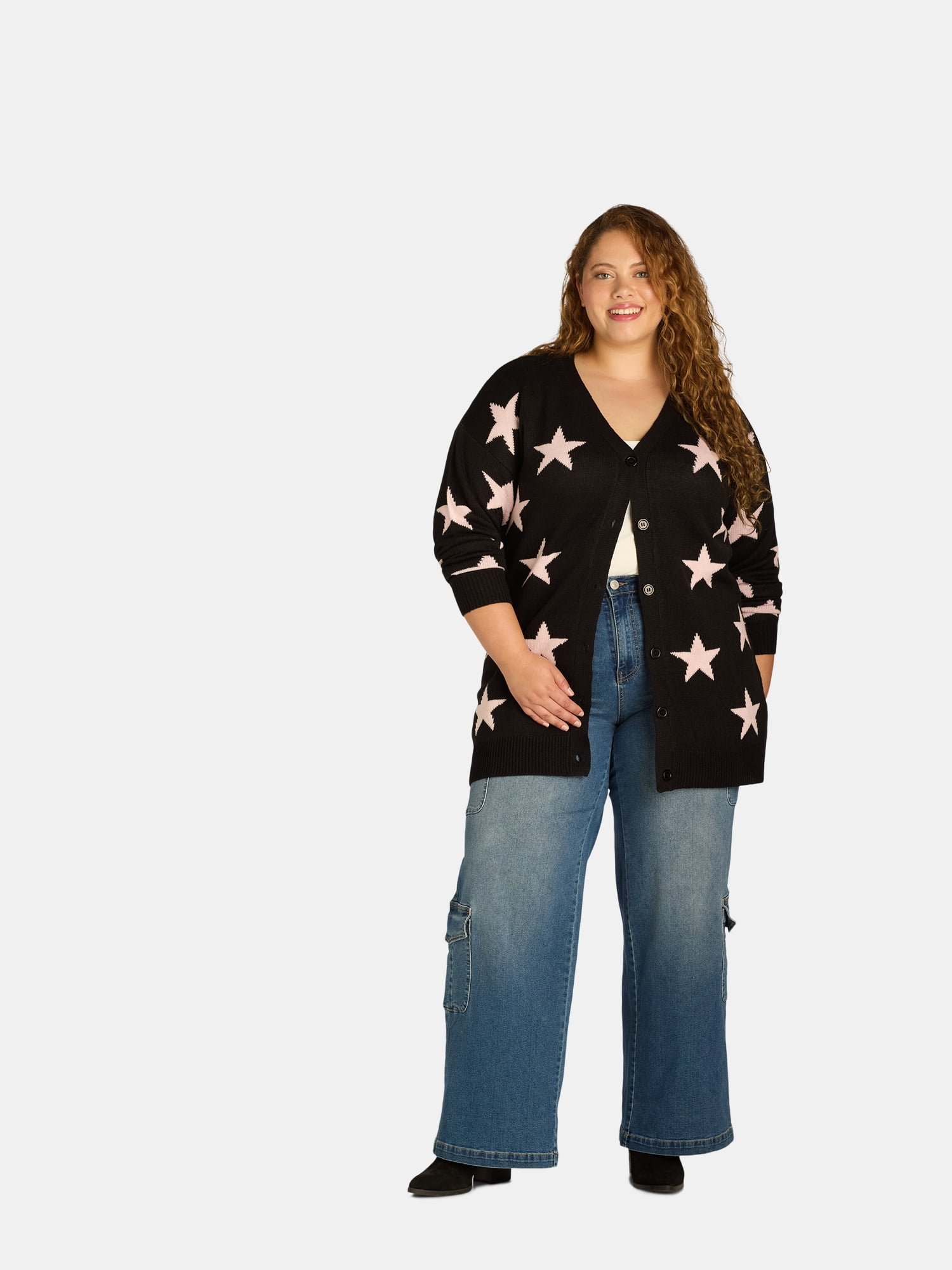 What's Next Women's and Women's Plus Size Intarsia Cardigan with Long ...
