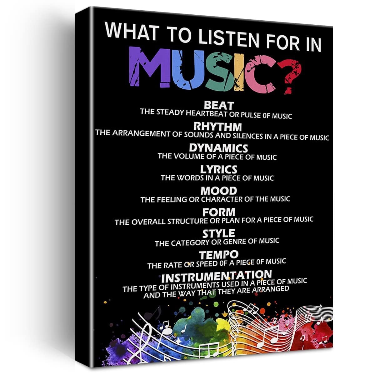 What to Listen for in Music Canvas Wall Art Educational Music Room Home ...